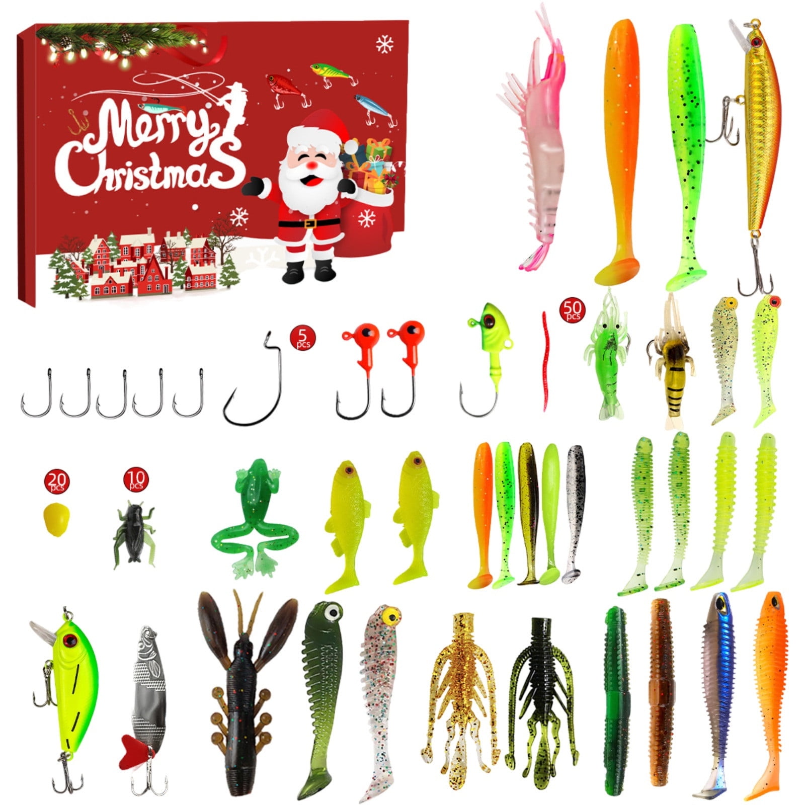 Merry Christmas Fishing Gift Set Style B Premium Anti-Rust Lures ...