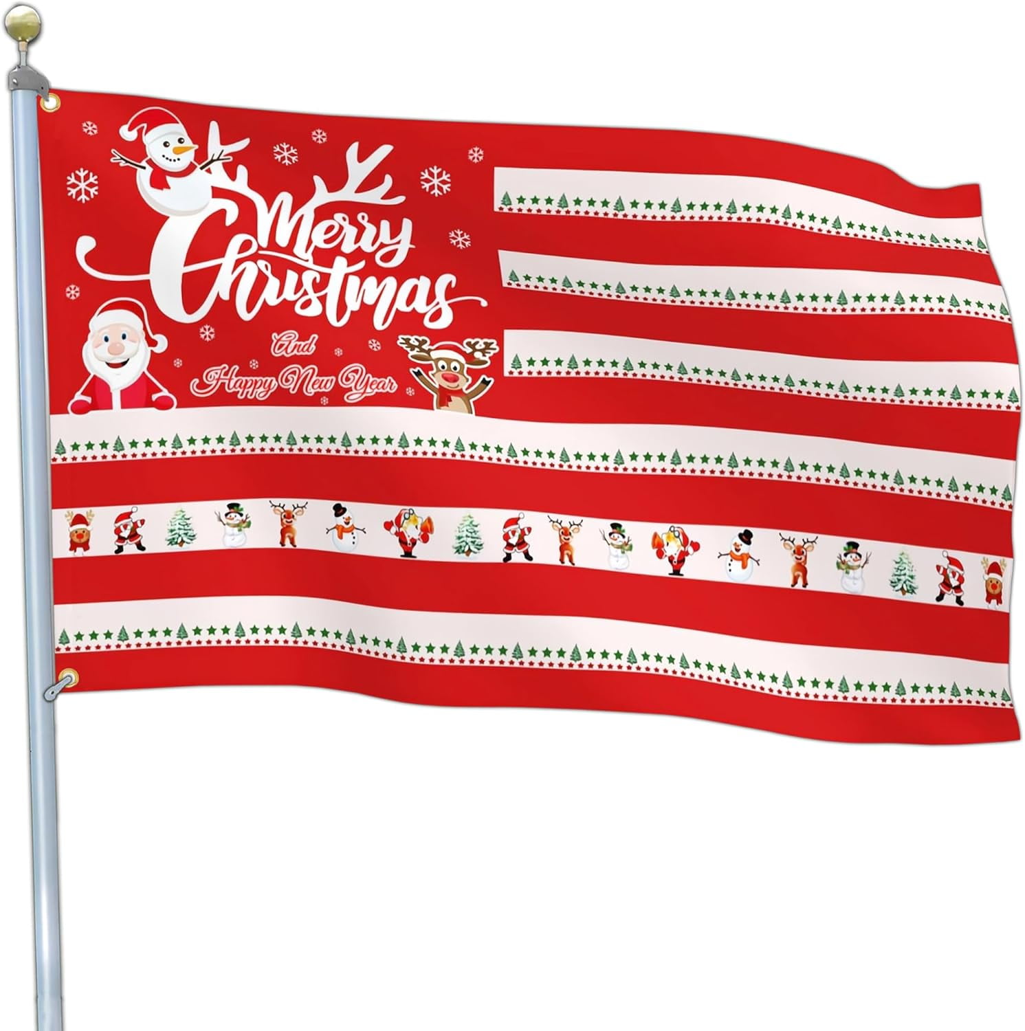 Merry Christmas Flags 3x5 Outdoor Double Sided Happy New Year Flags ...