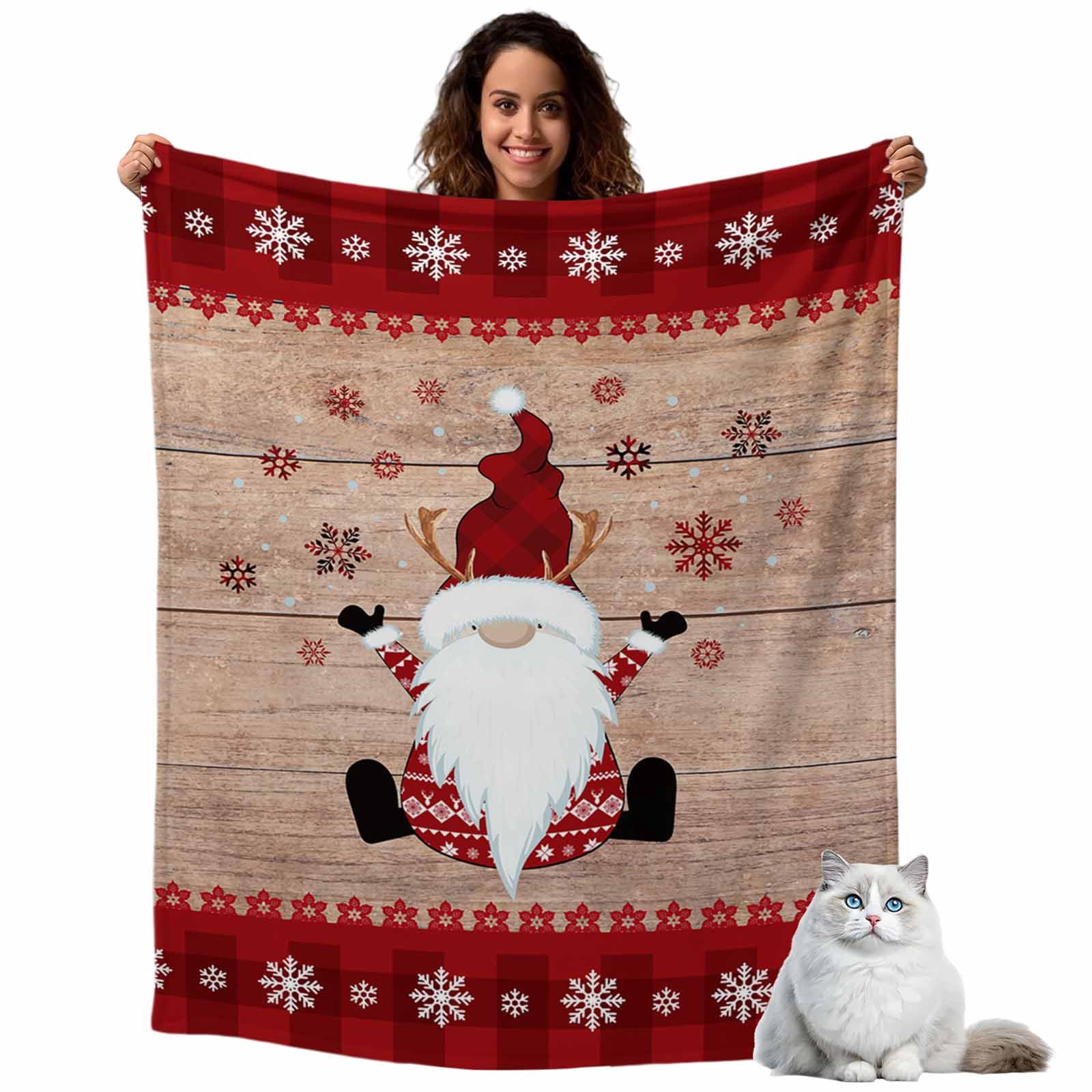 Merry Christmas Fleece Throw Blanket Lightweight Gnome Xmas Elf on ...