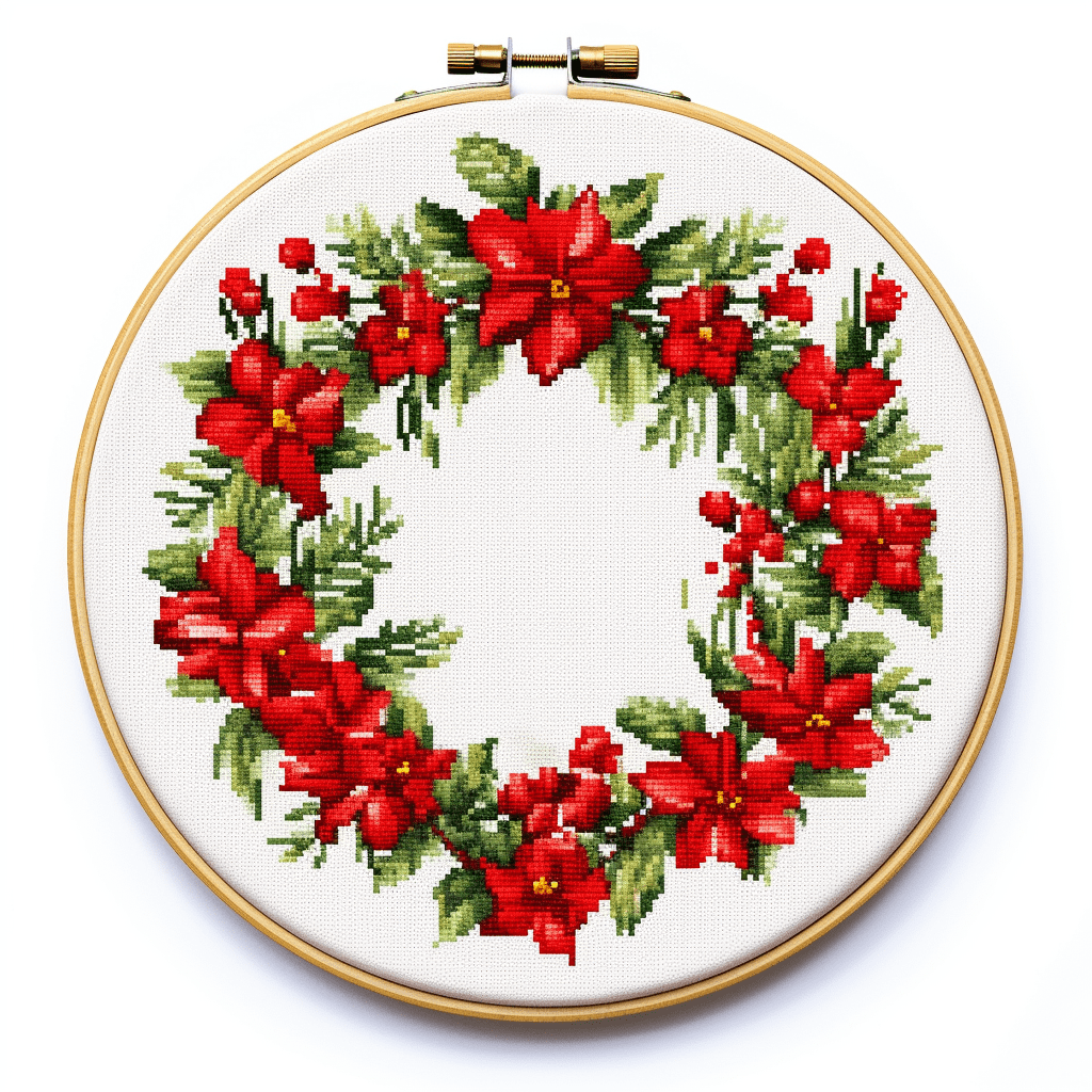 Merry Christmas Flower Garland DIY Stamped Cross Stitch Kits for ...