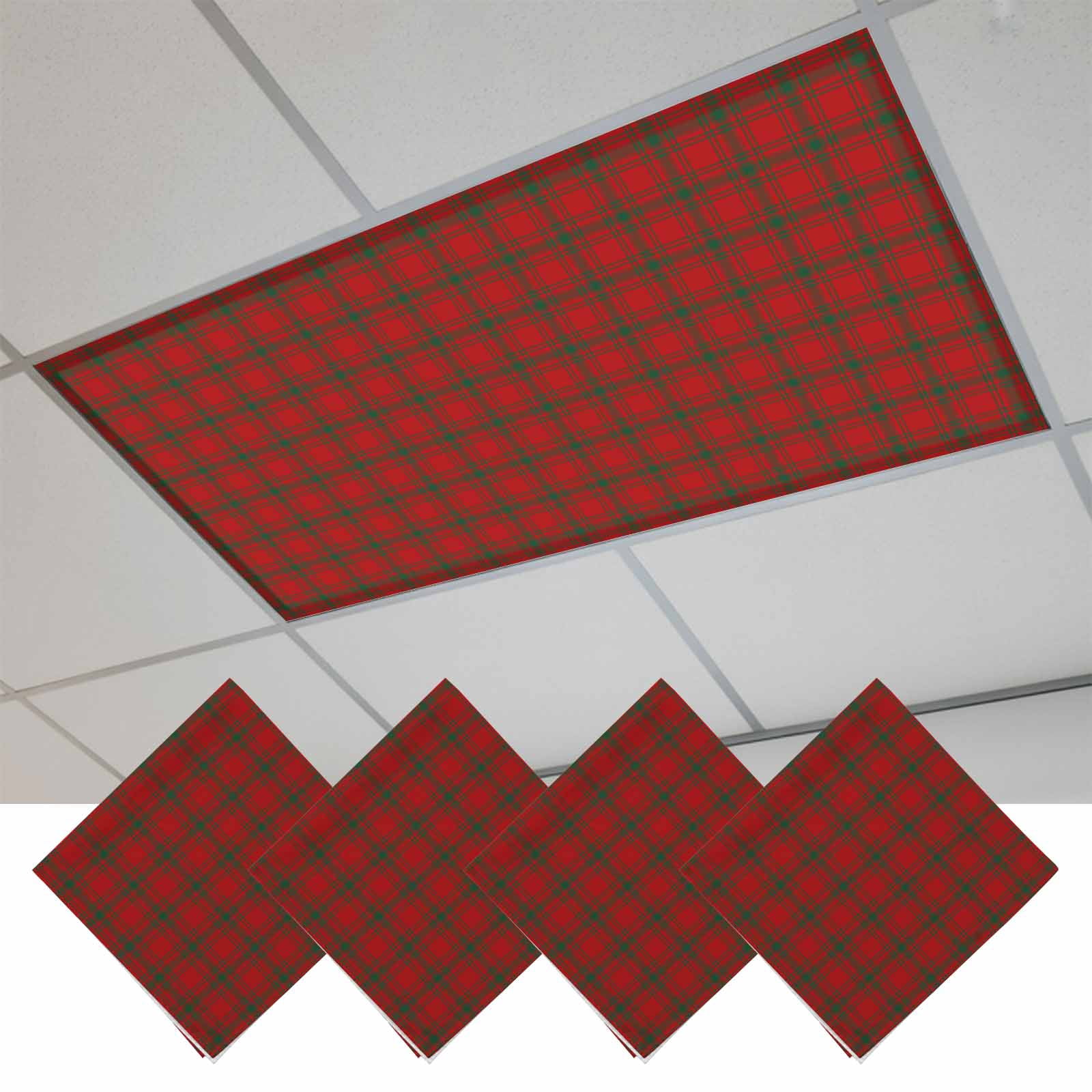 Merry Christmas Fluorescent Light Covers, Xmas Red Green Plaid ...