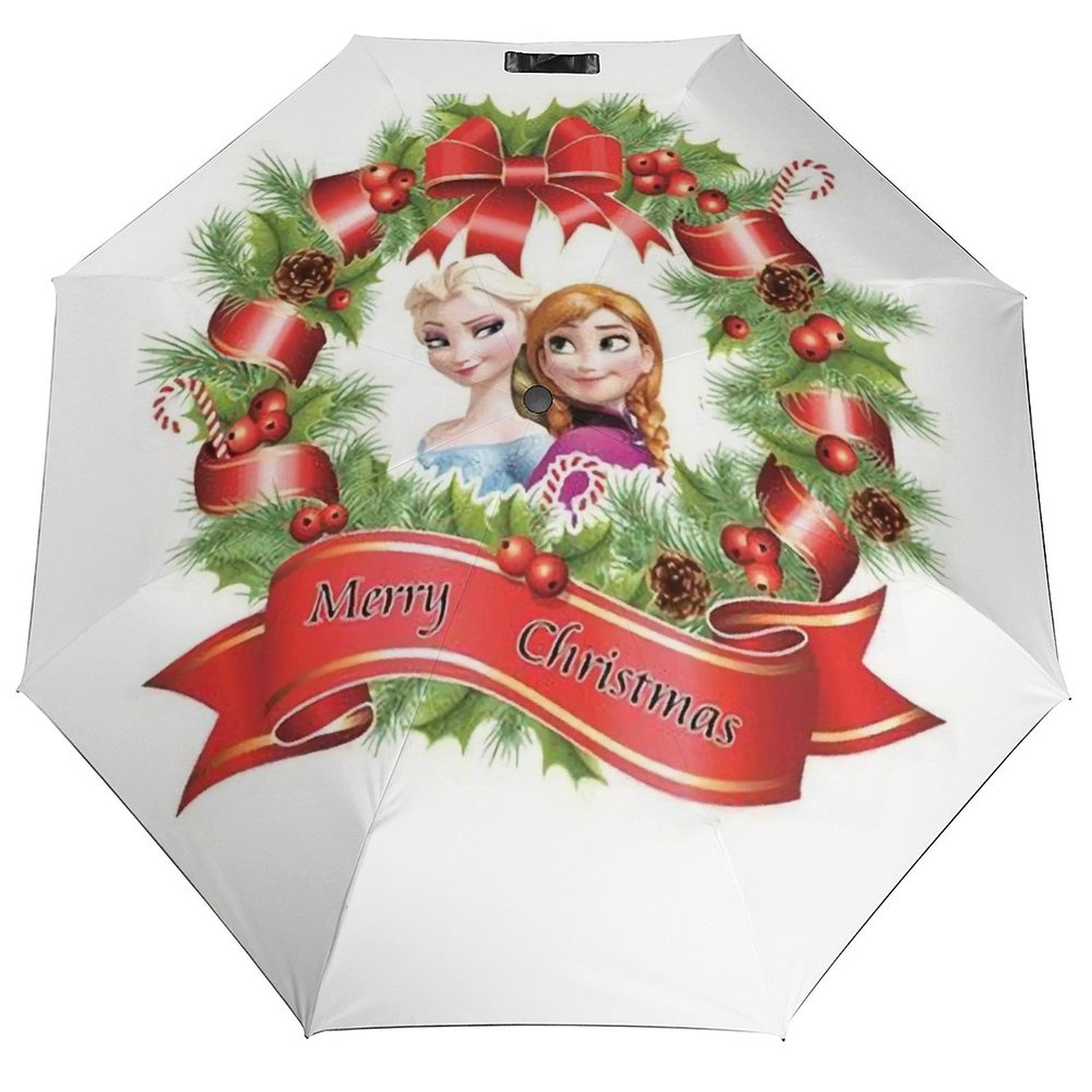 Merry Christmas Frozen Elsa And Anna Wreath Umbrella,Travel Umbrella ...