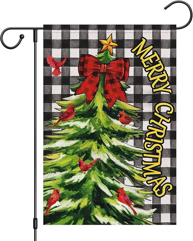 Merry Christmas Garden Flag 12x18 Inch Double Sided Burlap, Christmas ...