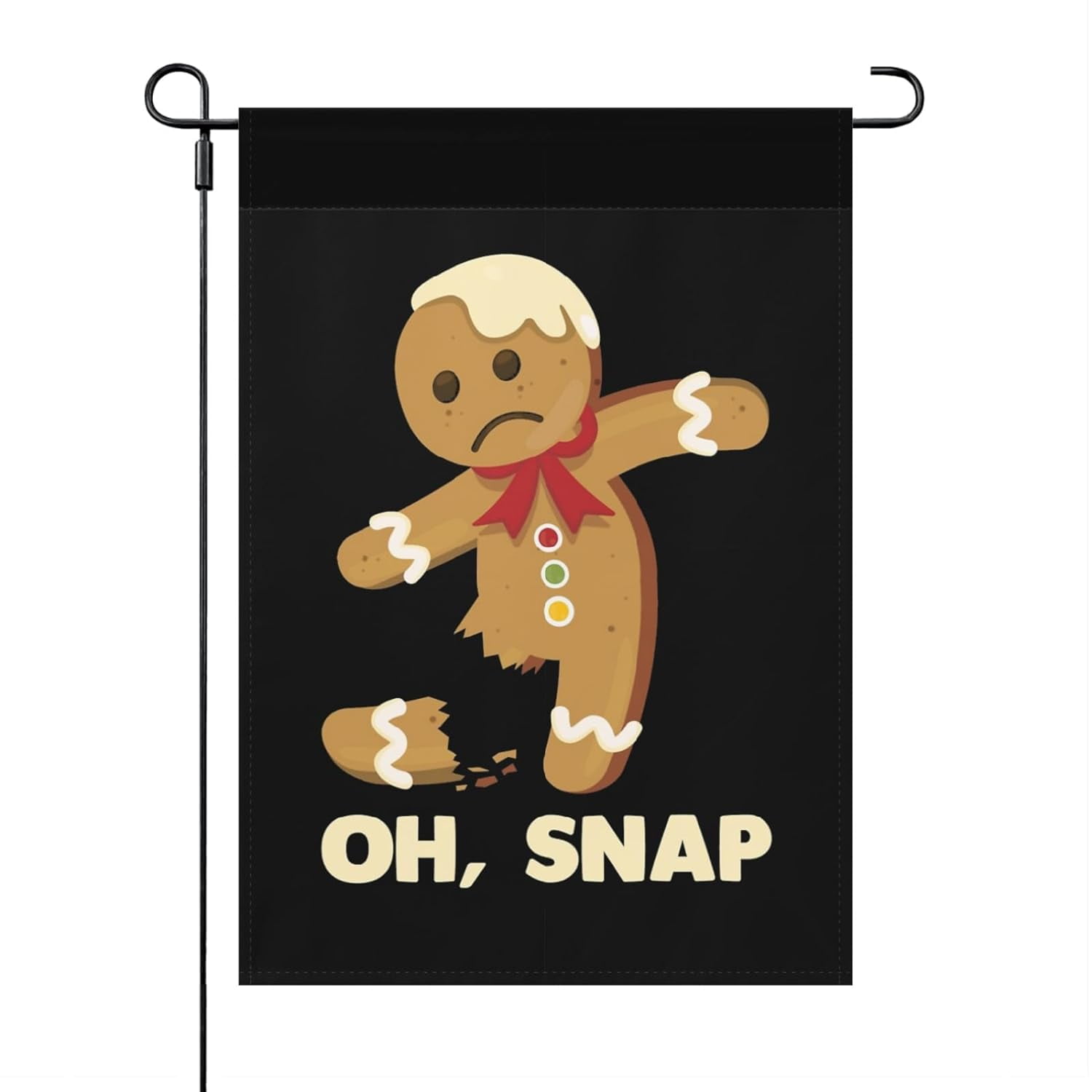 Merry Christmas Garden Flag Oh Snap Gingerbread Man Broken Leg Yard ...