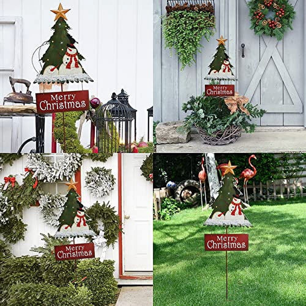 Merry Christmas Garden Stake Decor Christmas Tree Yard Stake, Outdoor ...