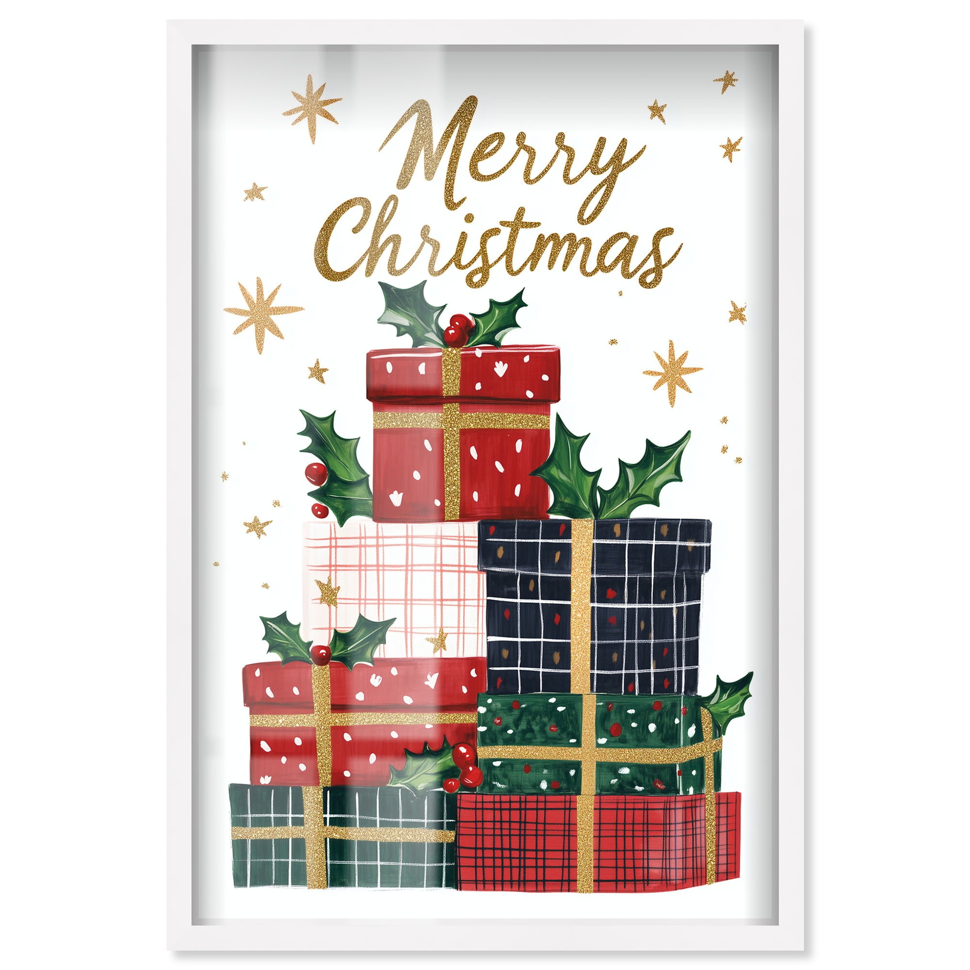 Merry Christmas Gift I Shadowbox Print Christmas Wall Decor by Art ...