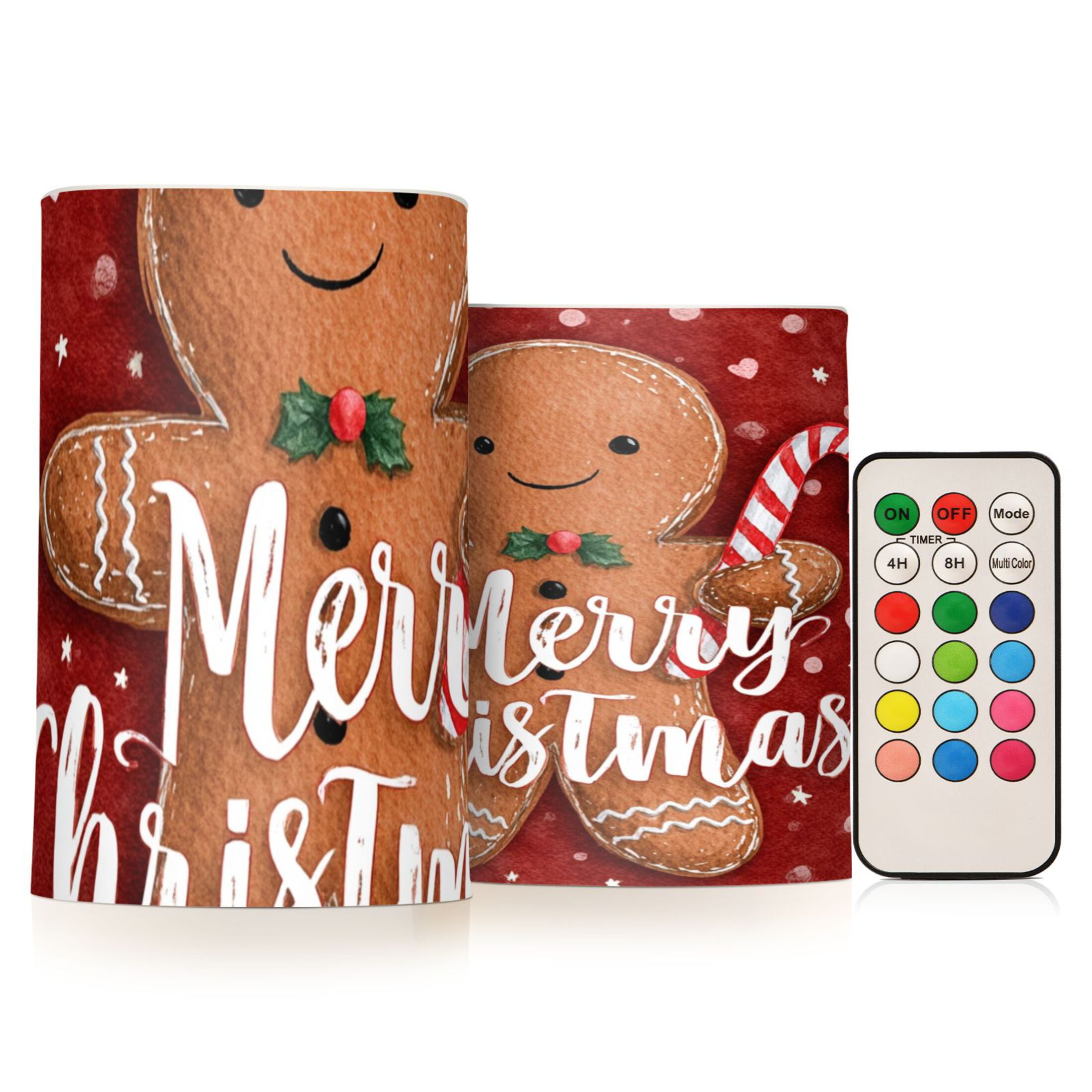 Merry Christmas Gingerbread Man Flickering Flameless Candles Battery ...