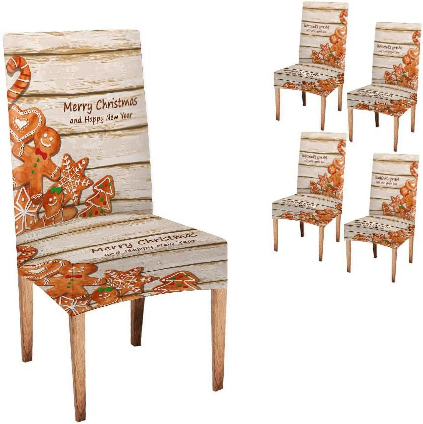 Merry Christmas Gingerbread Man Happy New Year Chair Covers for Dining ...