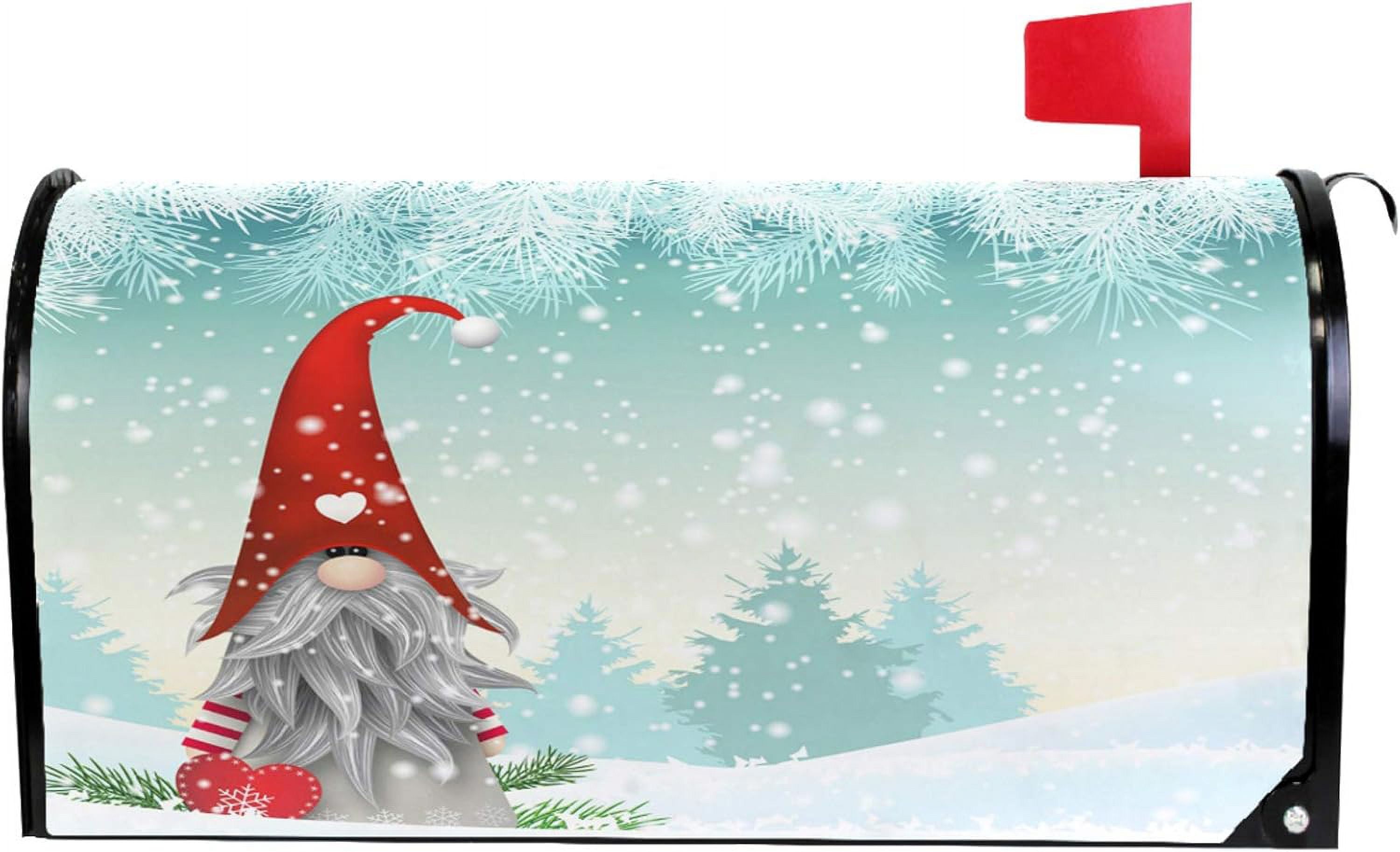 Merry Christmas Gnome Standing Snowfall Mailbox Covers Standard Size ...