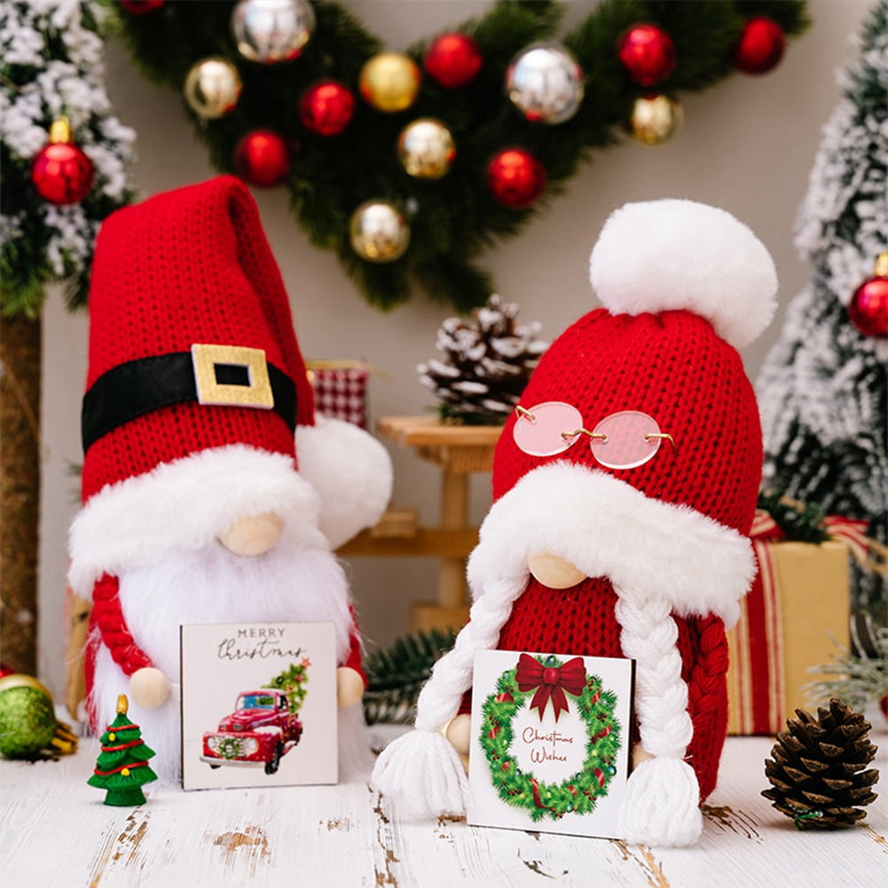 Merry Christmas Gnomes Plush Winter Tomte Doll Farmhouse Tiered Tray ...