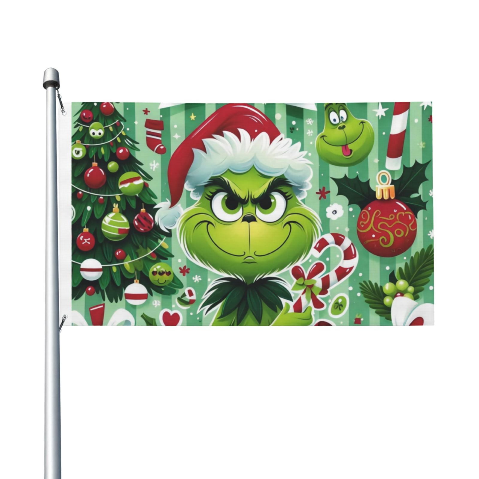 Merry Christmas Green Grinch 3x5ft Face Flag Fade Proof Holiday Fall ...