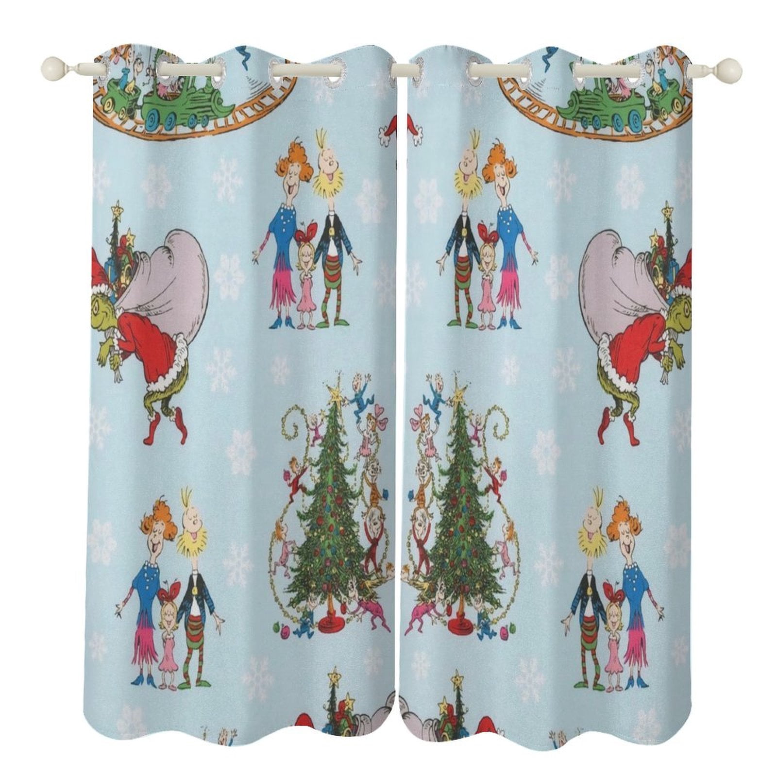 Merry Christmas Grinch Kids Curtains 52 X 72 Inch,Cartoon Blackout ...