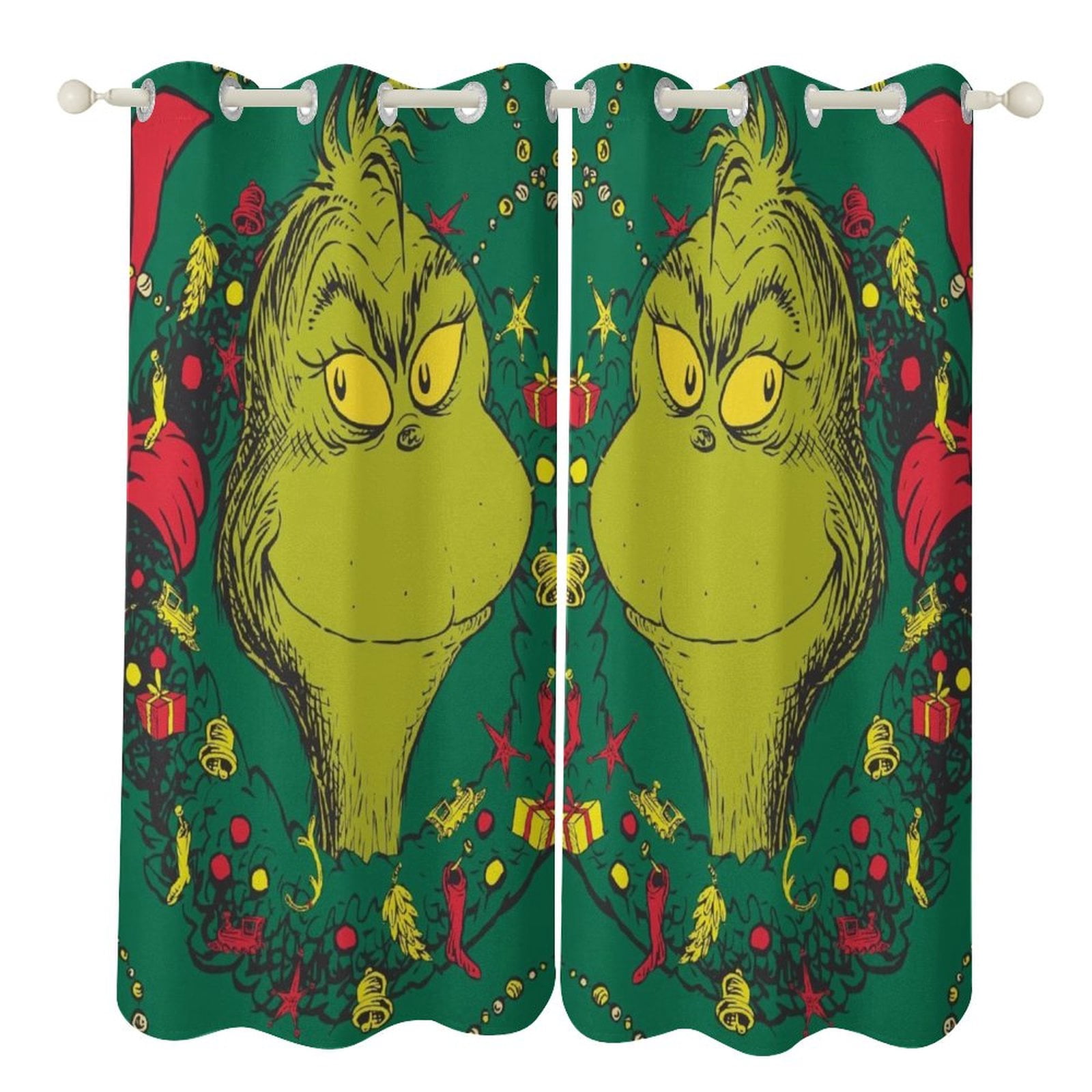 Merry Christmas Grinch Kids Curtains 52 X 84 Inch,Cartoon Blackout ...