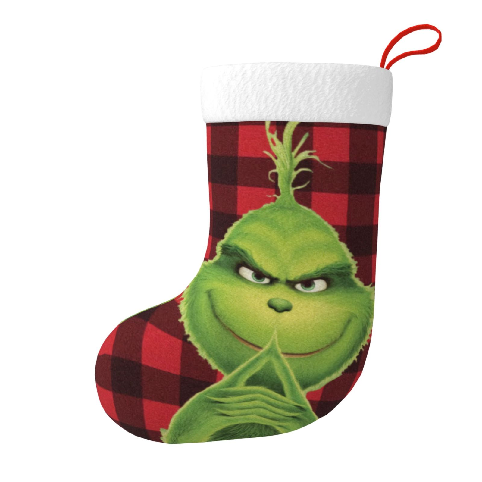 Merry Christmas Grinch Red Plaid Christmas Stocking 18 Inch,Merry ...