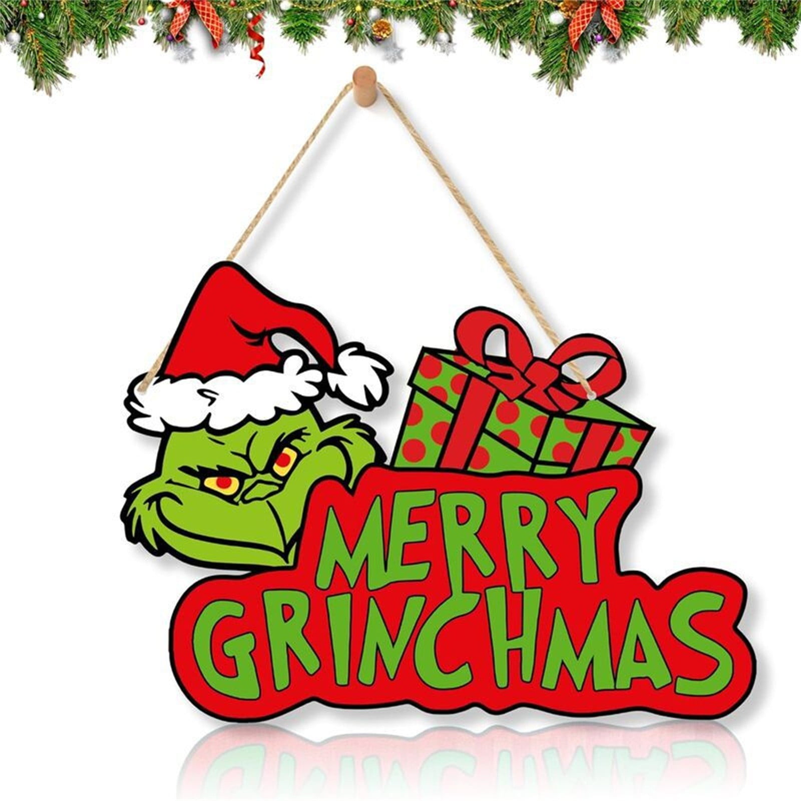 Merry Christmas Grinch Welcome Sign -Grinch Hanging Door Decor for ...