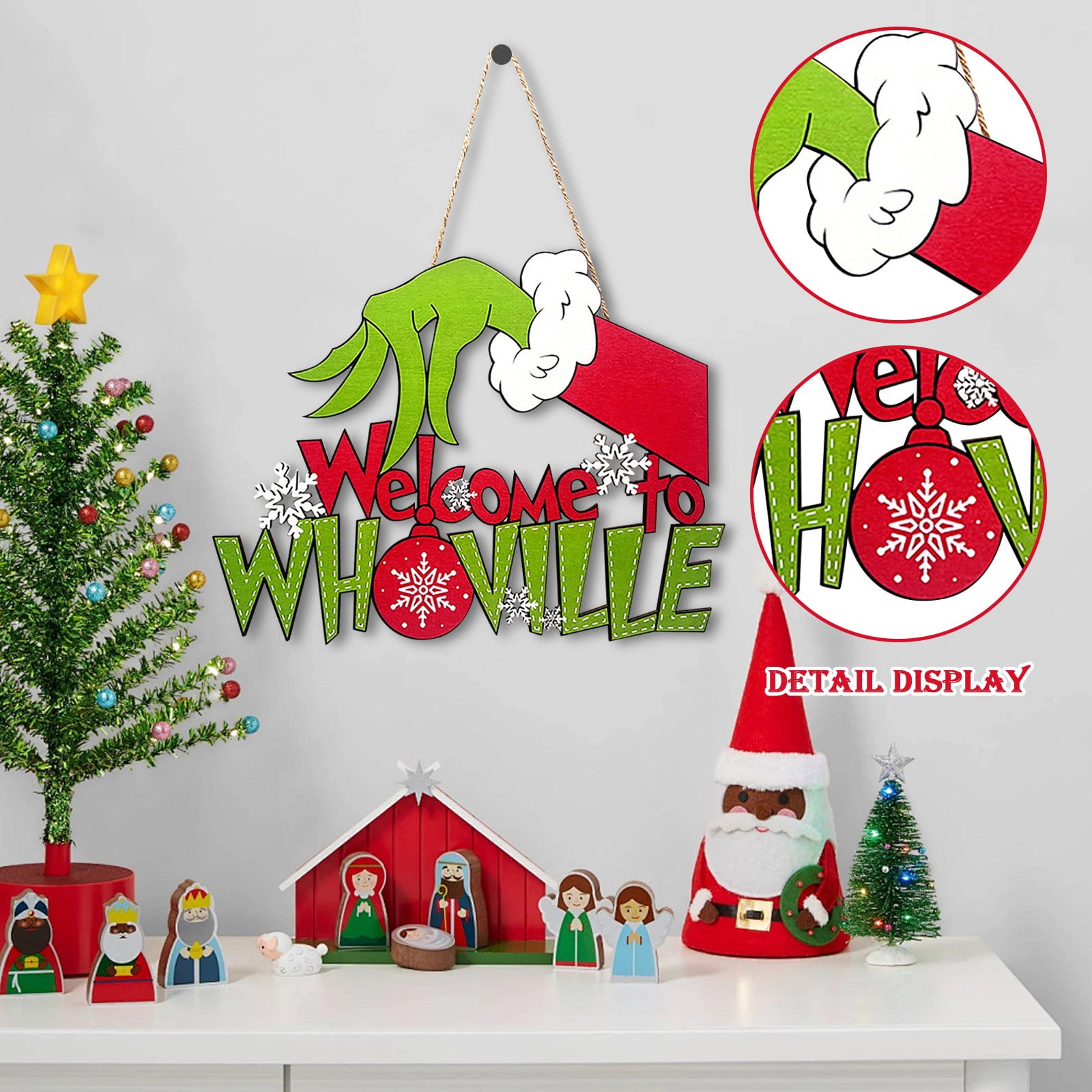 Merry Christmas Grinch Welcome Sign -Grinch Hanging Door Decor for ...
