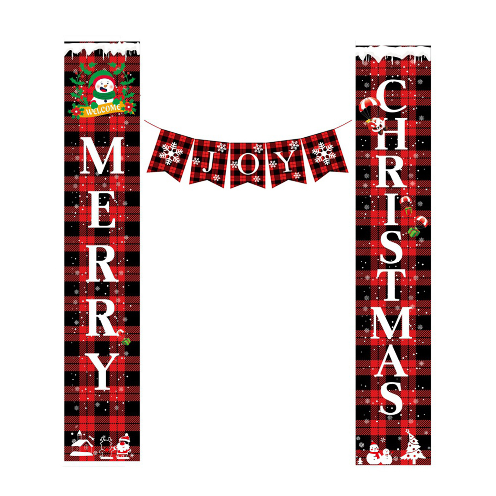 Merry Christmas Happy Holiday Porch Sign, Winter Holiday Snowman ...