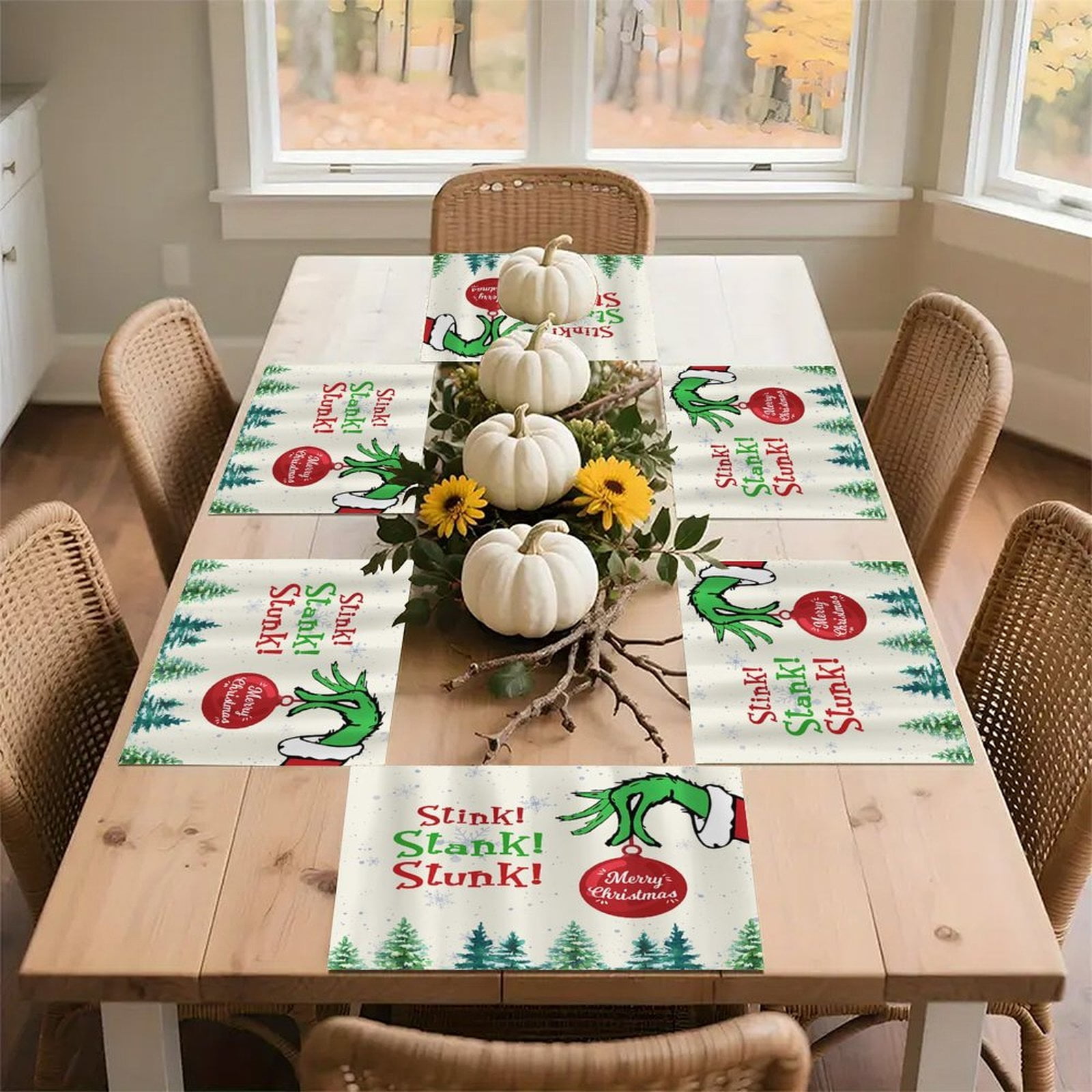 Merry Christmas Happy Holiday Red Bell Placemats Set of 6，Washable ...