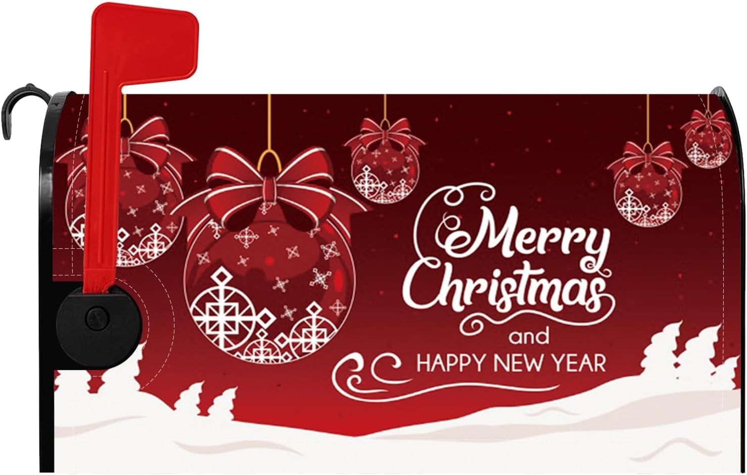 Merry Christmas and Happy New Year Mailbox Cover Red Candy Snowflake ...