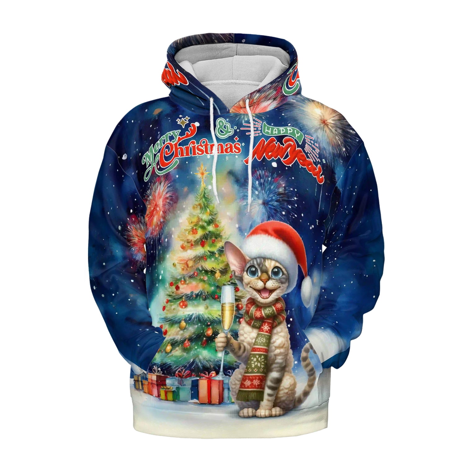 Merry Christmas and Happy New Year Santa Devon Rex Holiday Xmas Winter ...