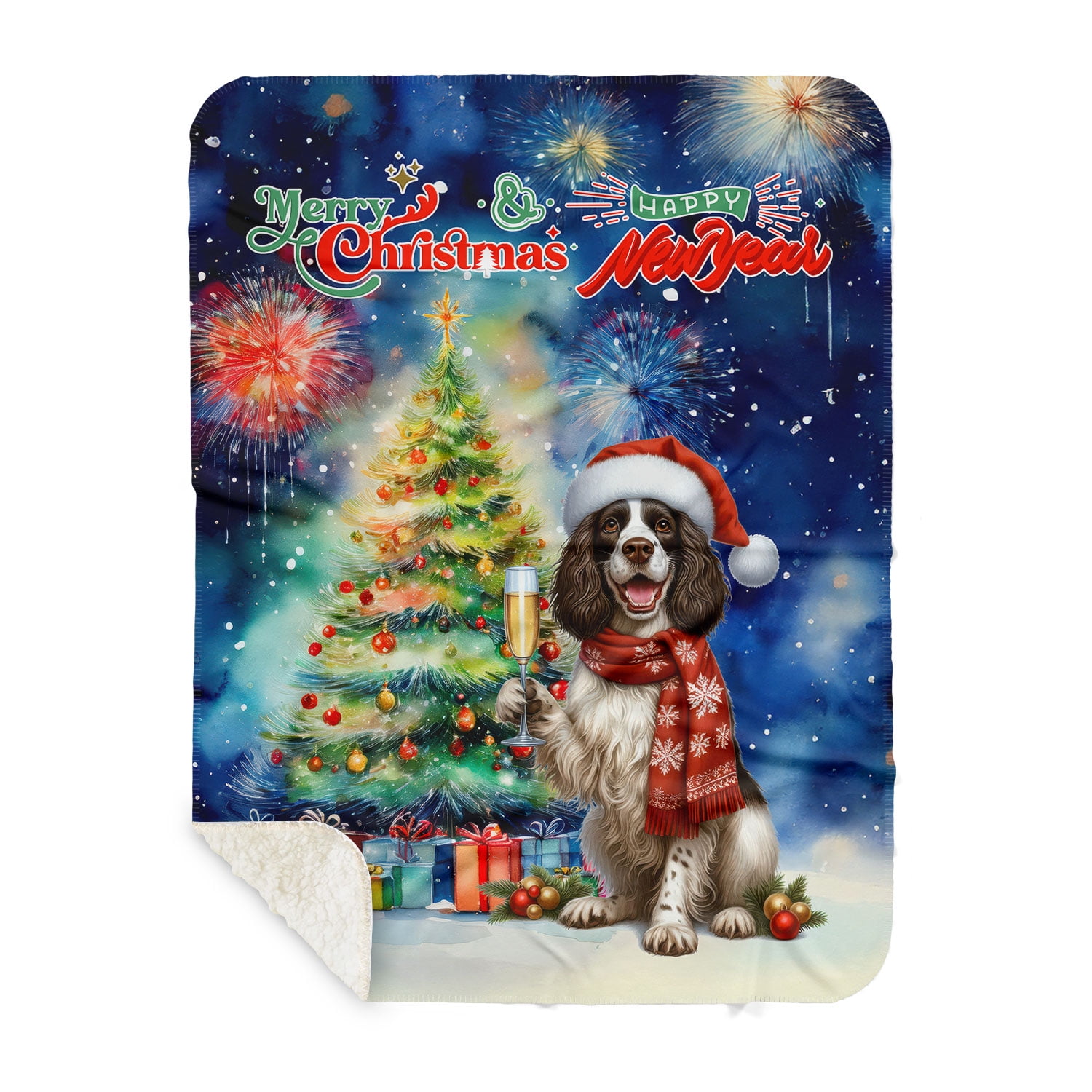 Merry Christmas and Happy New Year Santa English Springer Spaniel ...