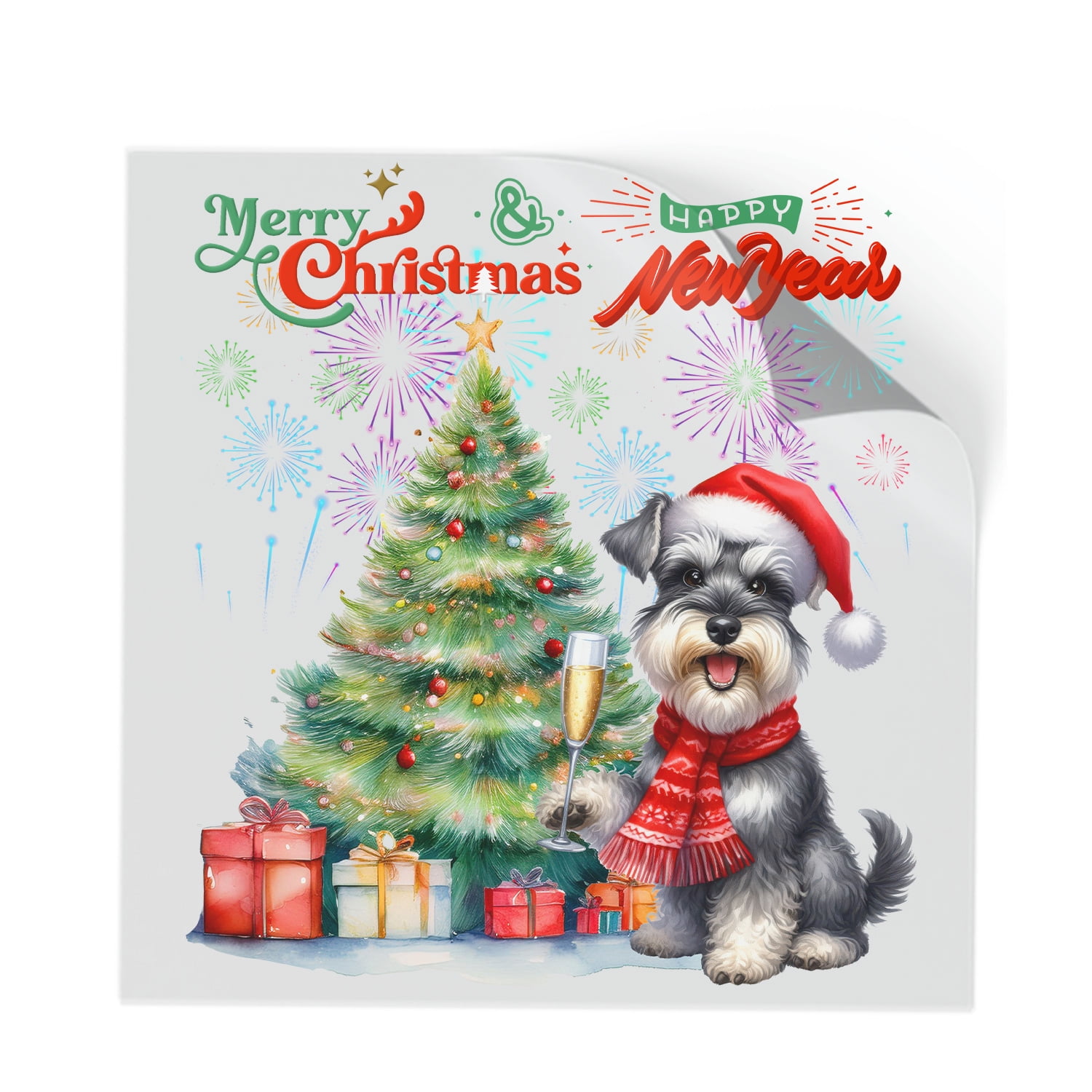 Merry Christmas and Happy New Year Santa Schnauzer Holiday Xmas Winter ...