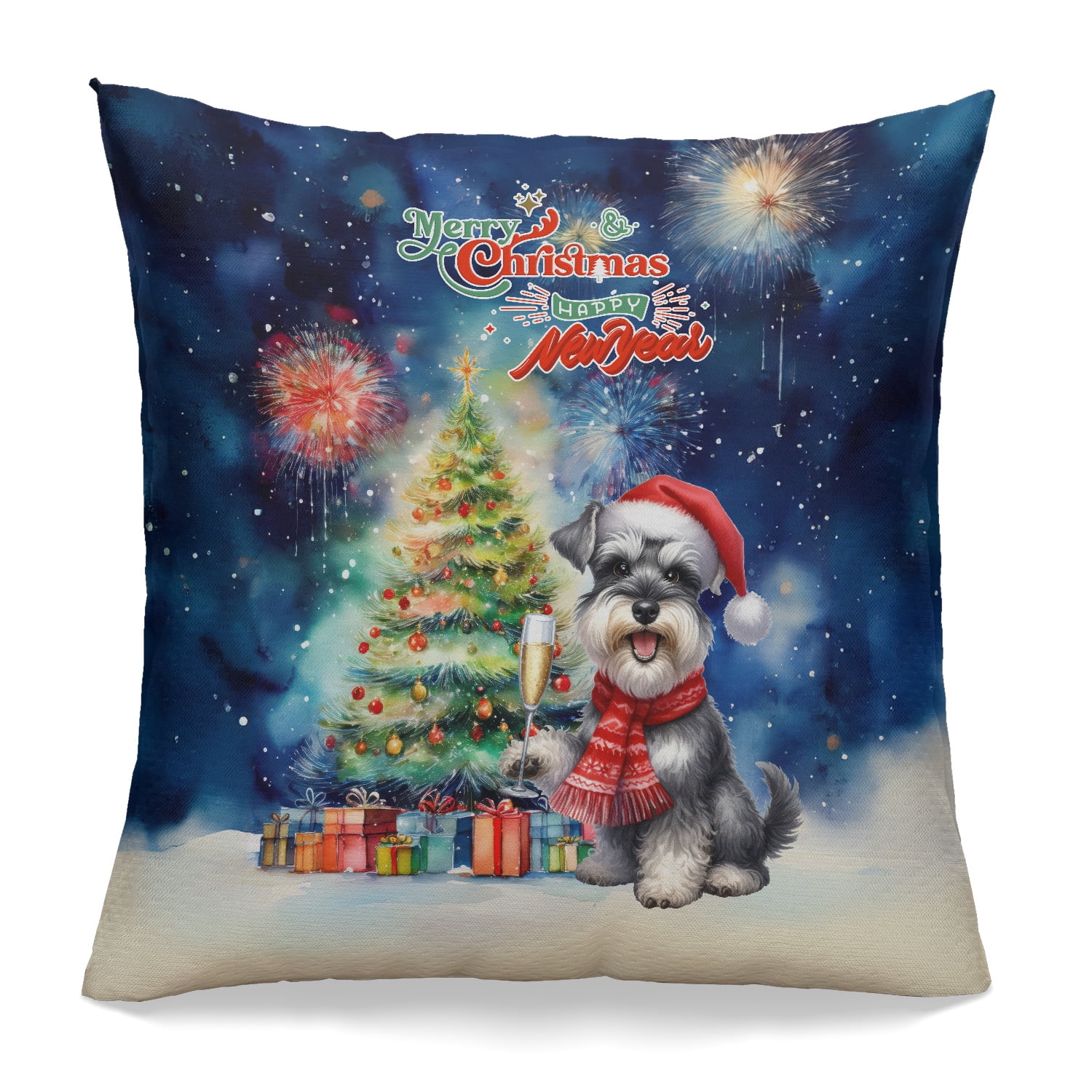 Merry Christmas and Happy New Year Santa Schnauzer Holiday Xmas Winter ...