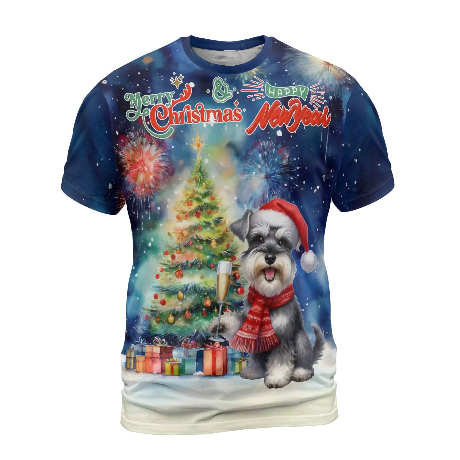 Merry Christmas and Happy New Year Santa Schnauzer Holiday Xmas Winter ...