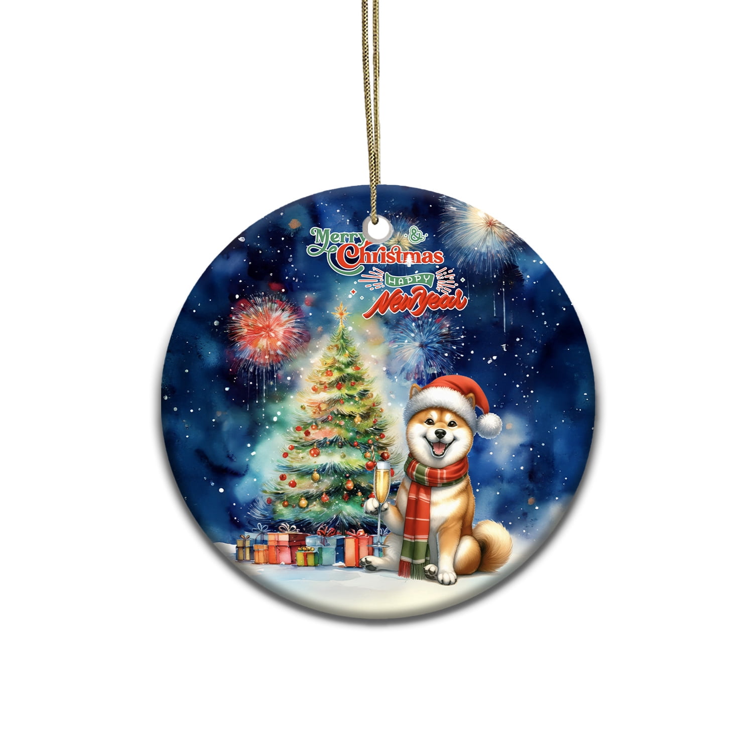 Merry Christmas and Happy New Year Santa Shiba Inu Holiday Xmas Winter ...