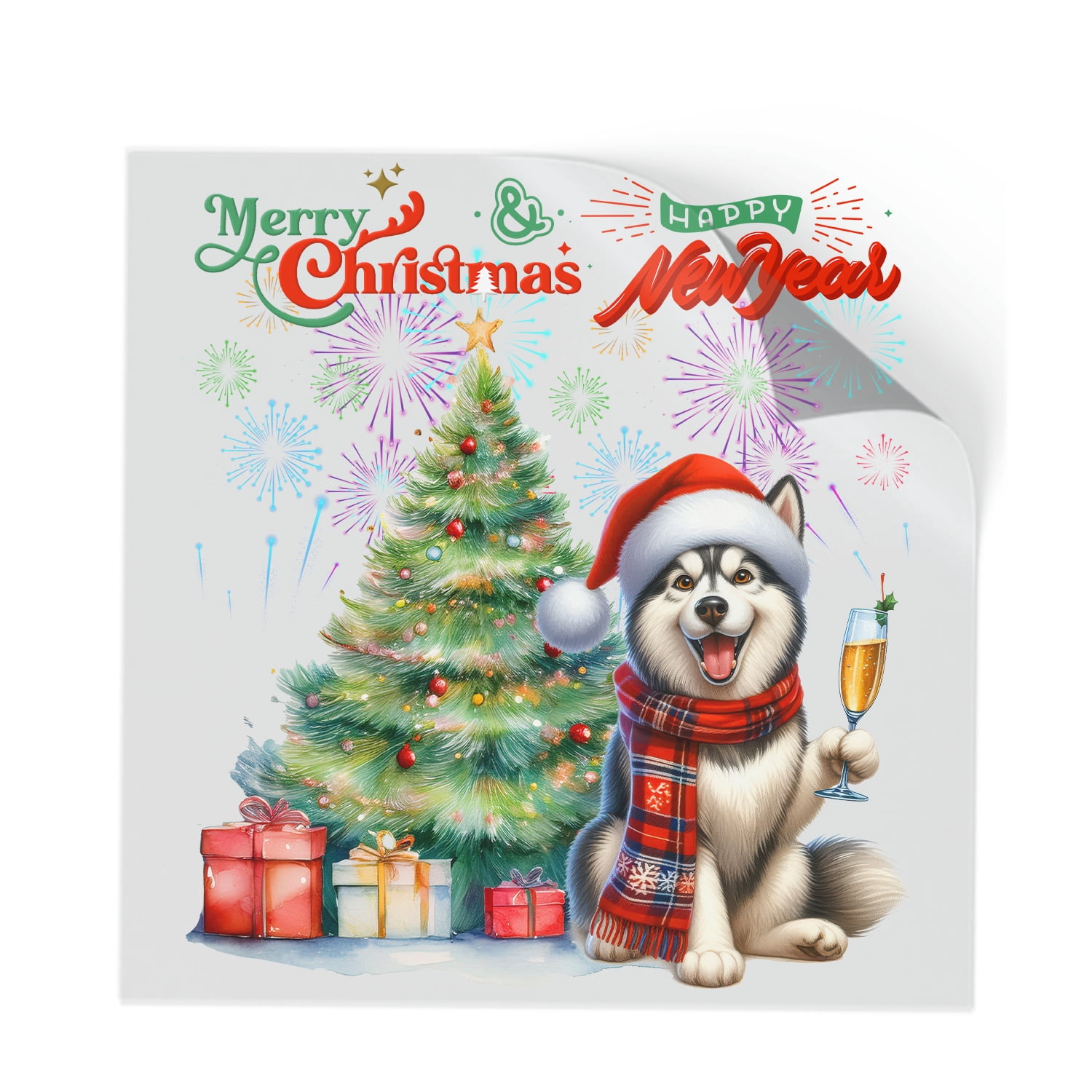 Merry Christmas and Happy New Year Santa Siberian Husky Holiday Xmas ...