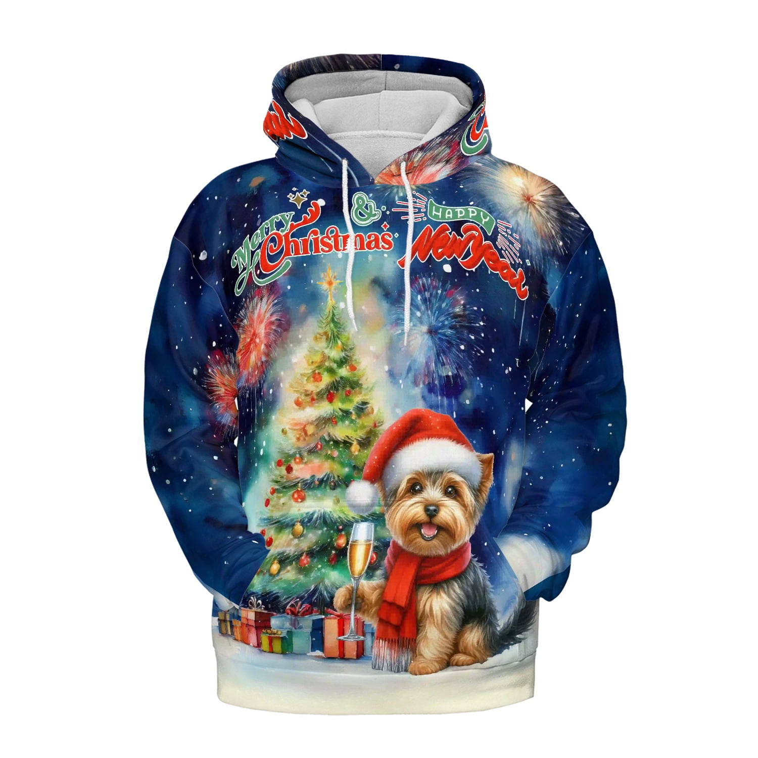 Merry Christmas and Happy New Year Santa Yorkshire Terrier Holiday Xmas ...