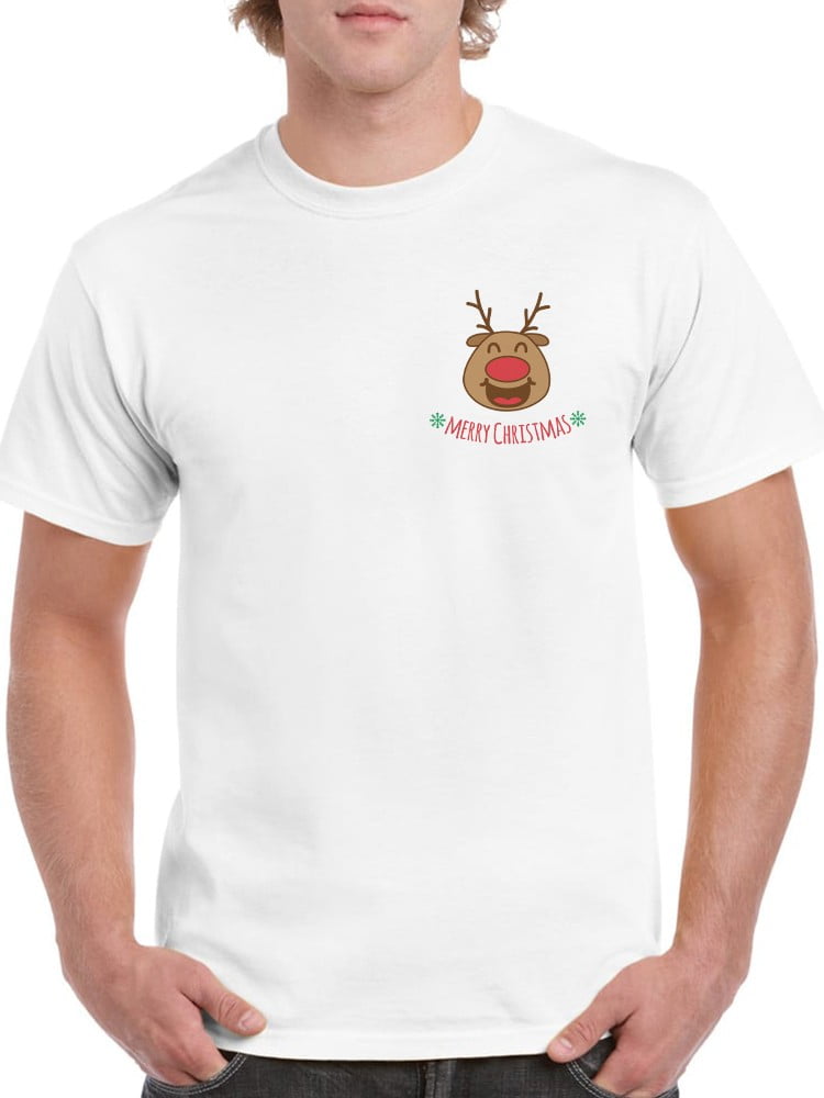 Merry Christmas Happy Rudolph Pocket Graphic Men White T-Shirt, Male ...