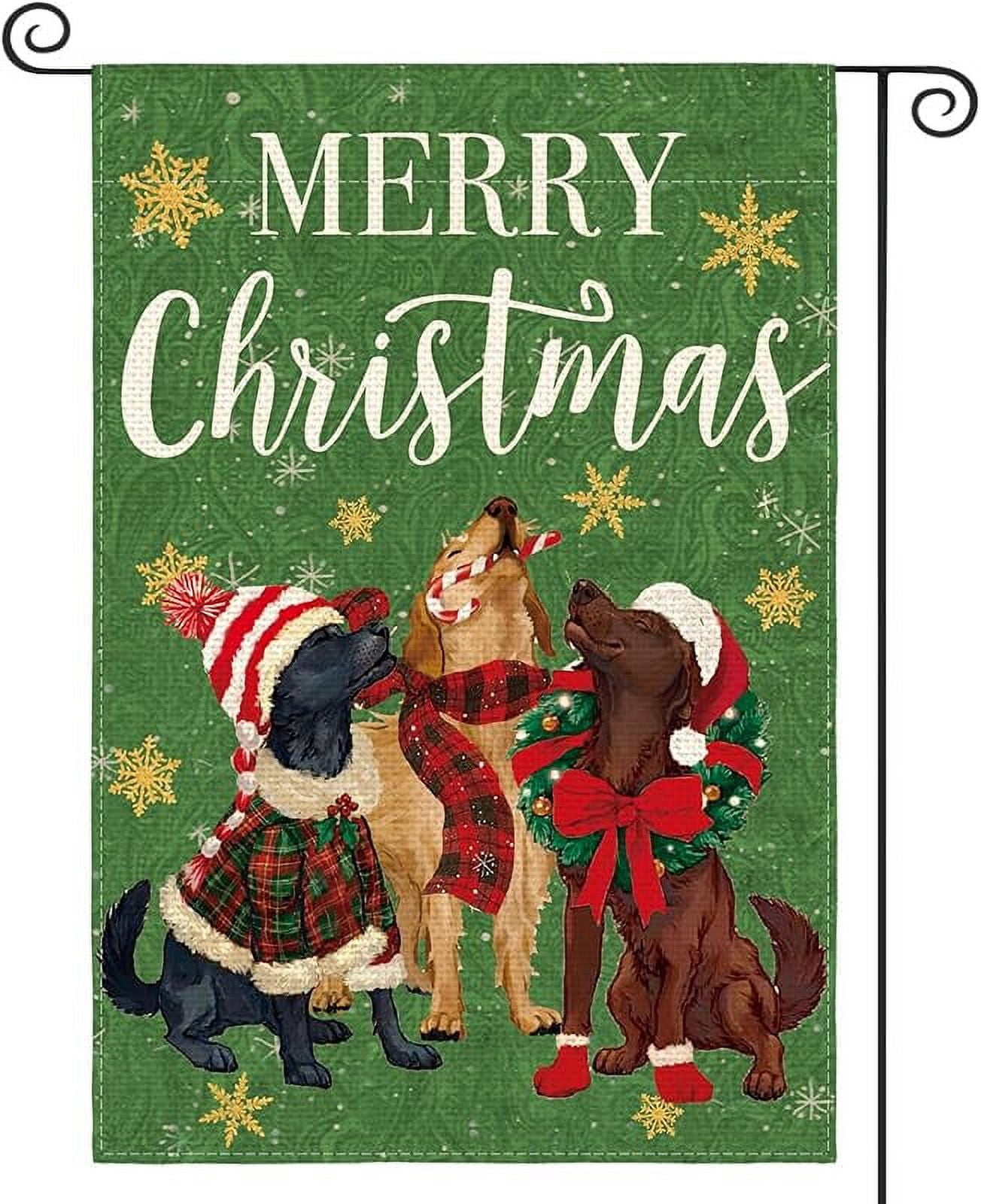 Merry Christmas Hat Wreath Dog Flag 3x5 FT Double Sided, House Large ...