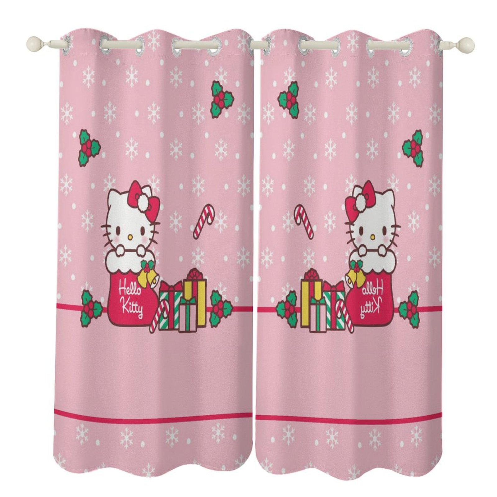 Merry Christmas Hello Kitty Kids Curtains 52 X 72 Inch,Cartoon Blackout ...