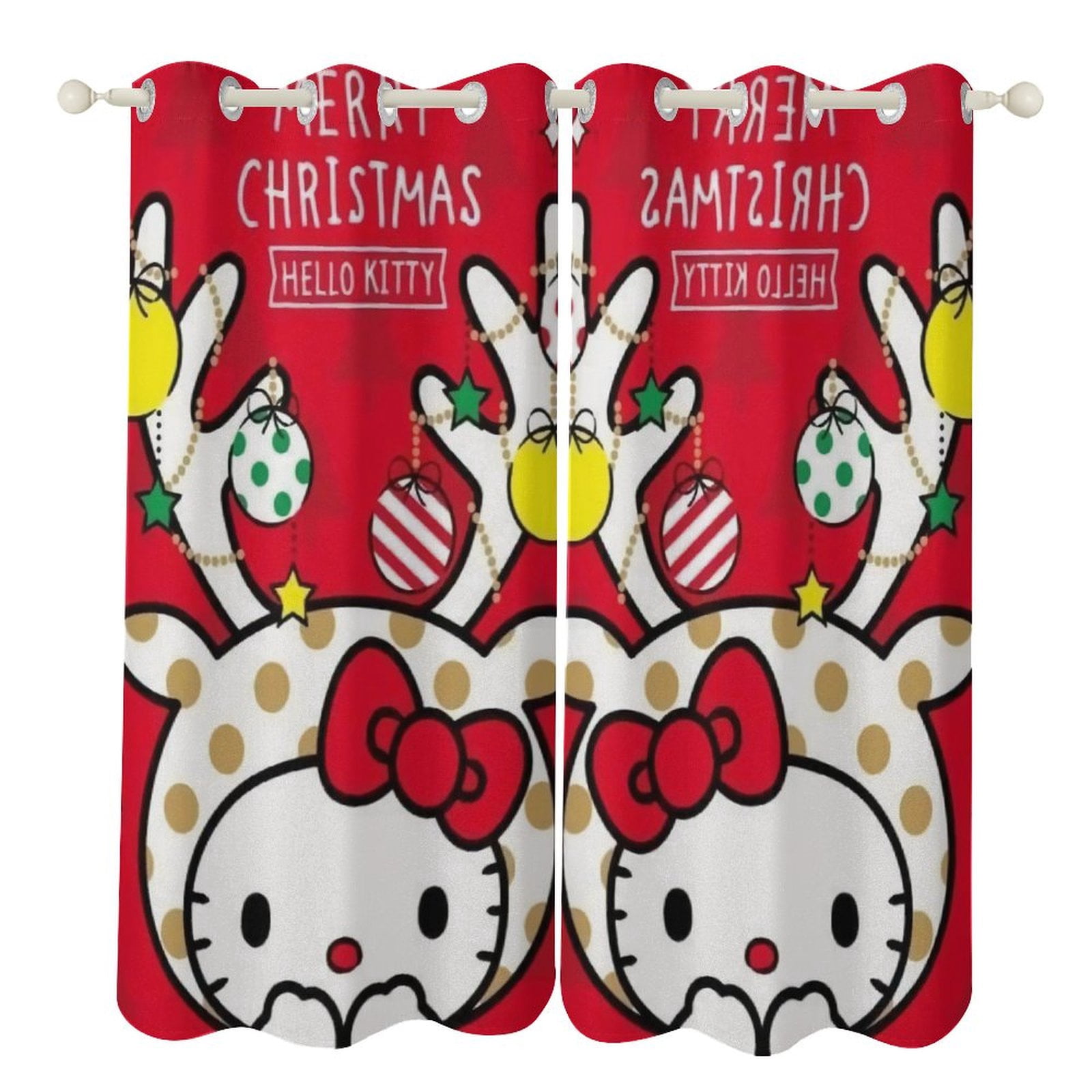 Merry Christmas Hello Kitty Kids Curtains 52 X 84 Inch,Cartoon Blackout ...
