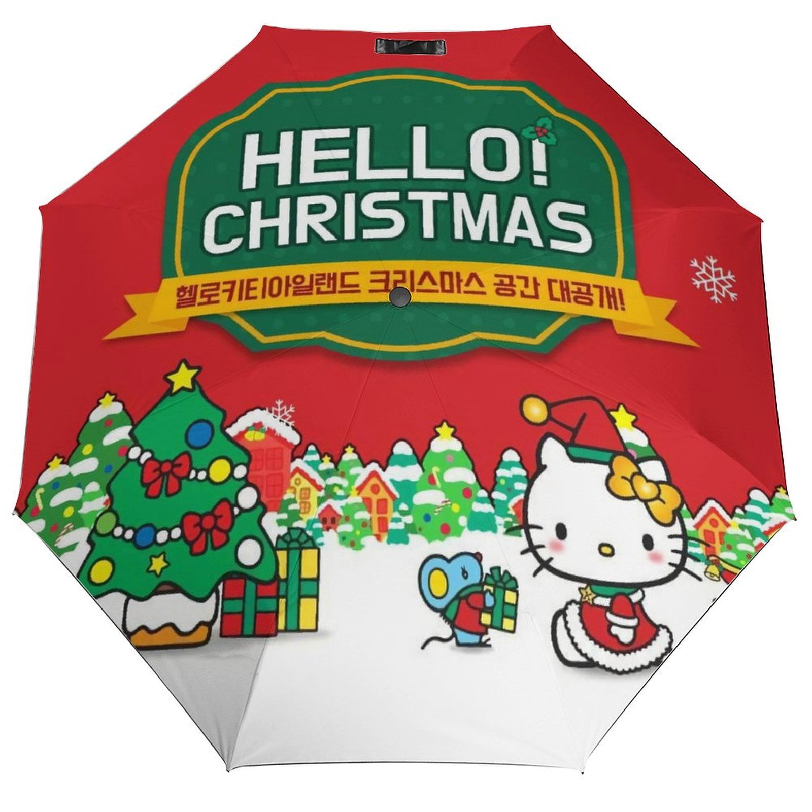 Merry Christmas Hello Kitty5870 Travel Automatic Folding Rain Umbrellas ...