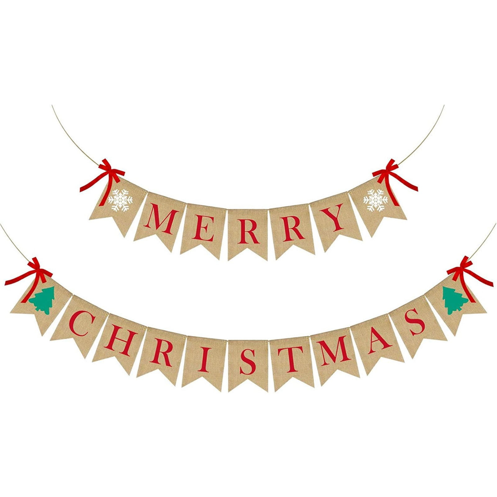 Merry Christmas Hemp Banners 2 Pack, Christmas Party Decorations ...