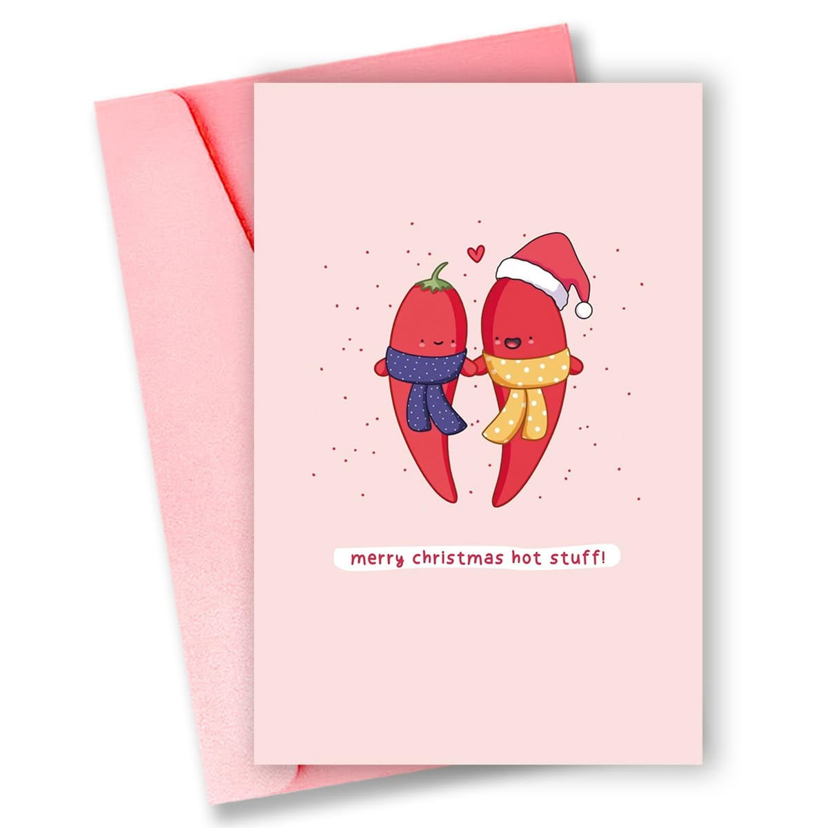 Merry Christmas Hot Stuff Card – Adorable Chili Peppers Couple Design ...