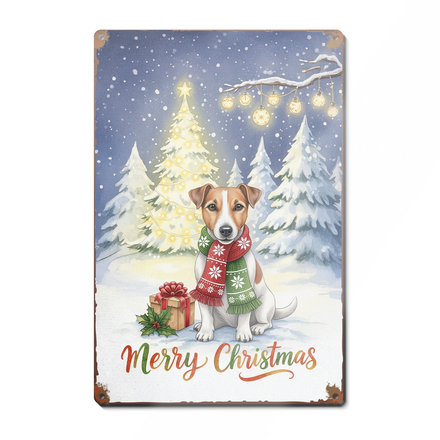 Merry Christmas Jack Russell Terrier Snowy Winter with Gifts Tree ...