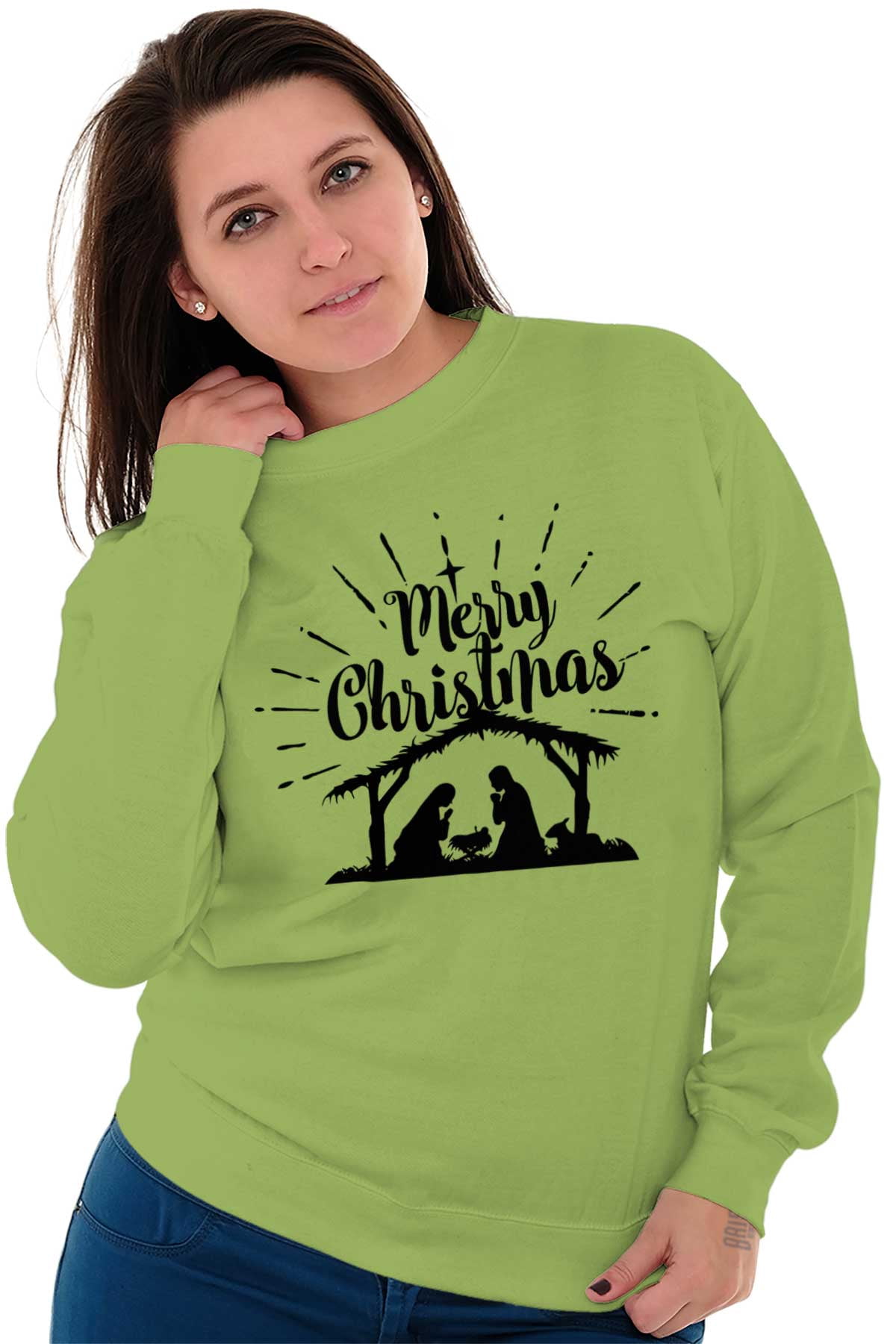 Merry Christmas Jesus Nativity Scene Sweatshirt for Men or Women Brisco ...