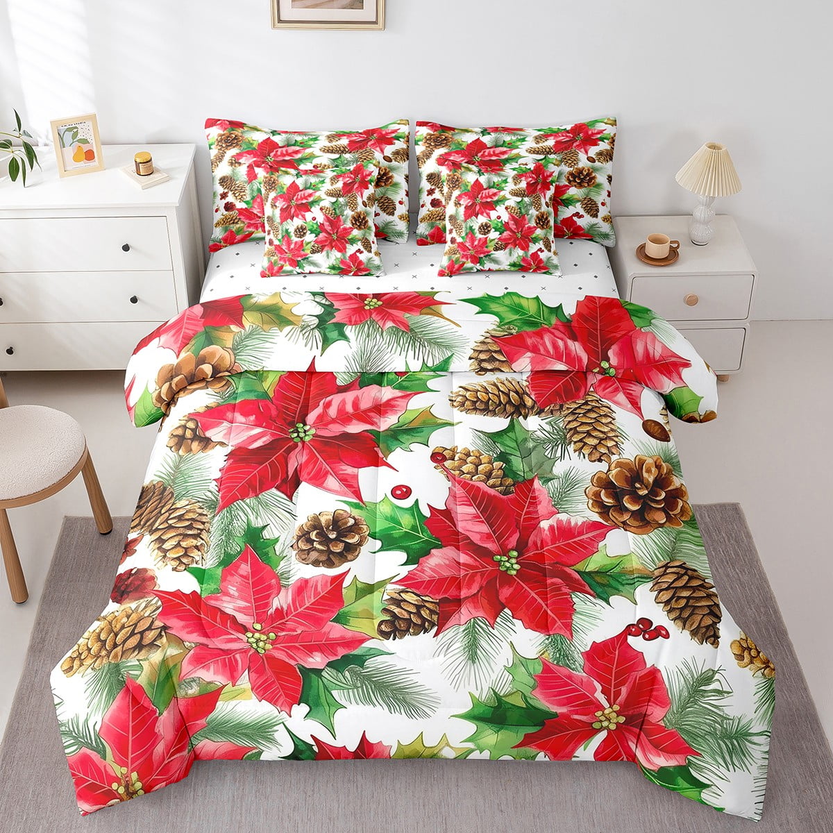 Merry Christmas King Comforter Set 7 Piece Rustic Famrhouse Xmas ...