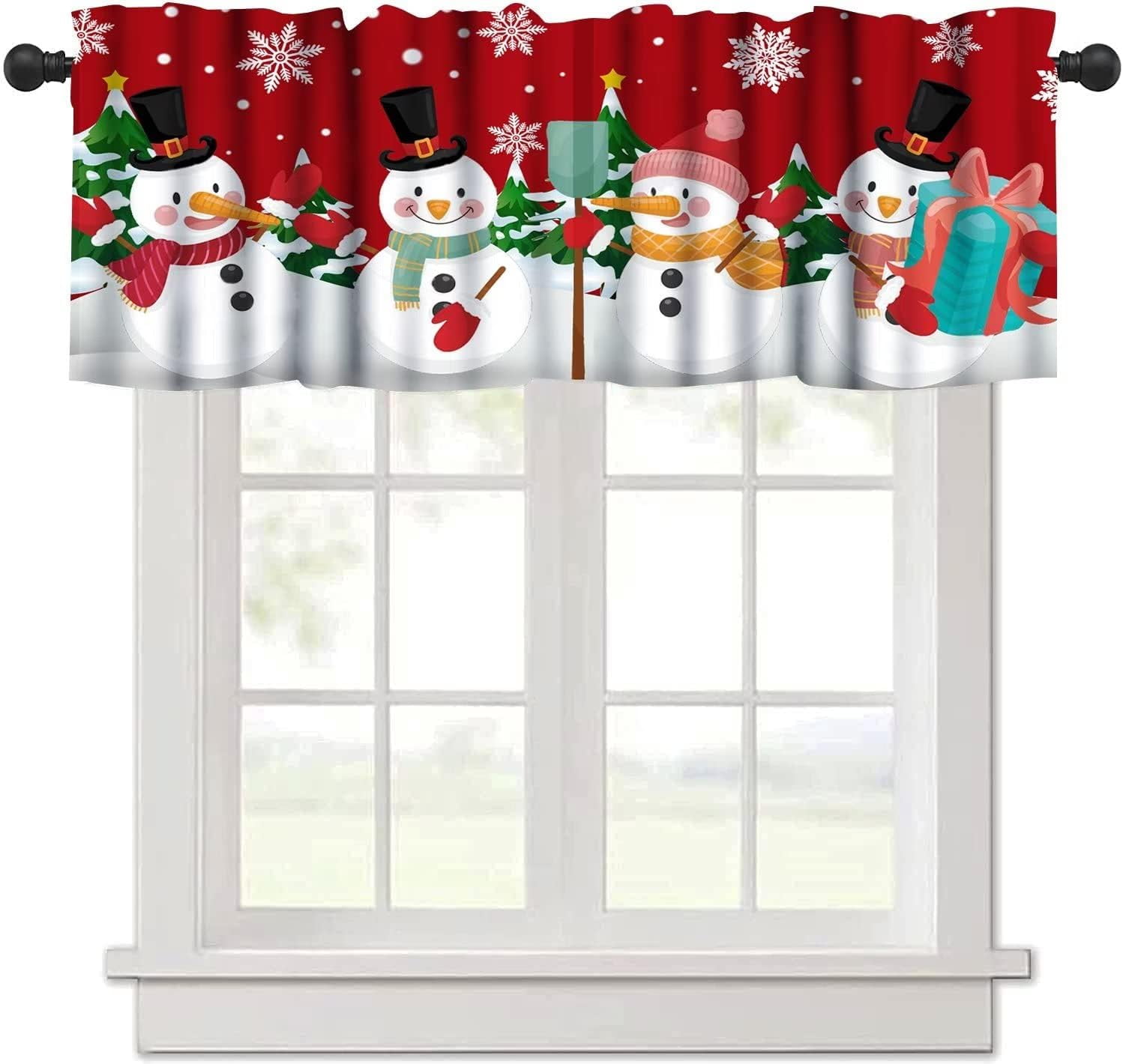 Merry Christmas Kitchen Curtains Valance, Red Short Curtains for ...