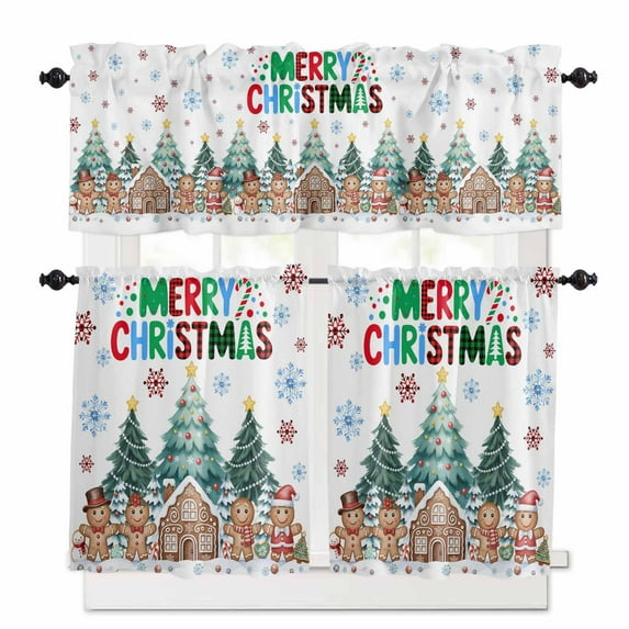 Merry Christmas Kitchen Curtains Valances and Tiers Set of 3 ...