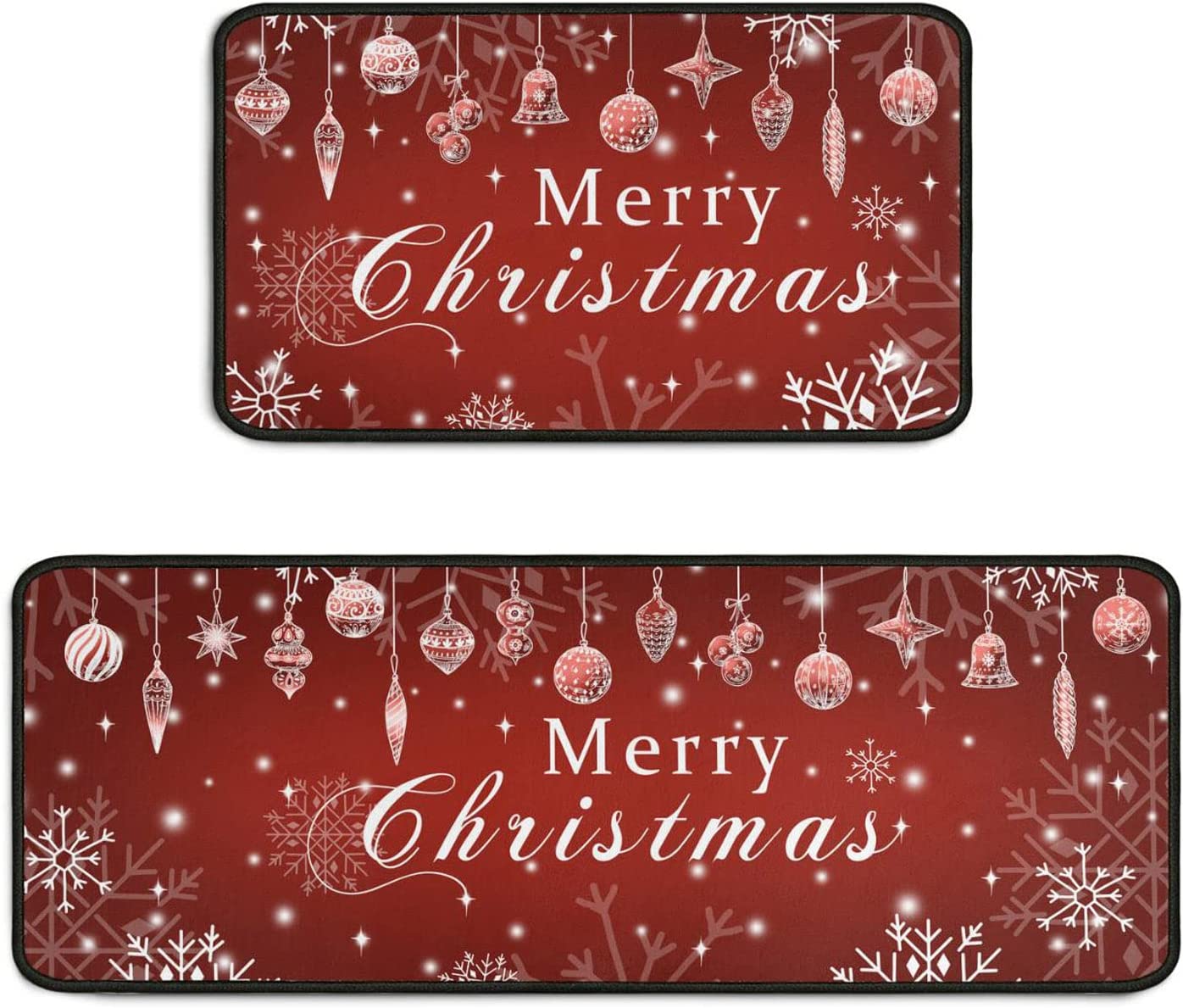 Merry Christmas Kitchen Rugs Set 2 Pieces Non Skid Kitchen Floor Rug ...
