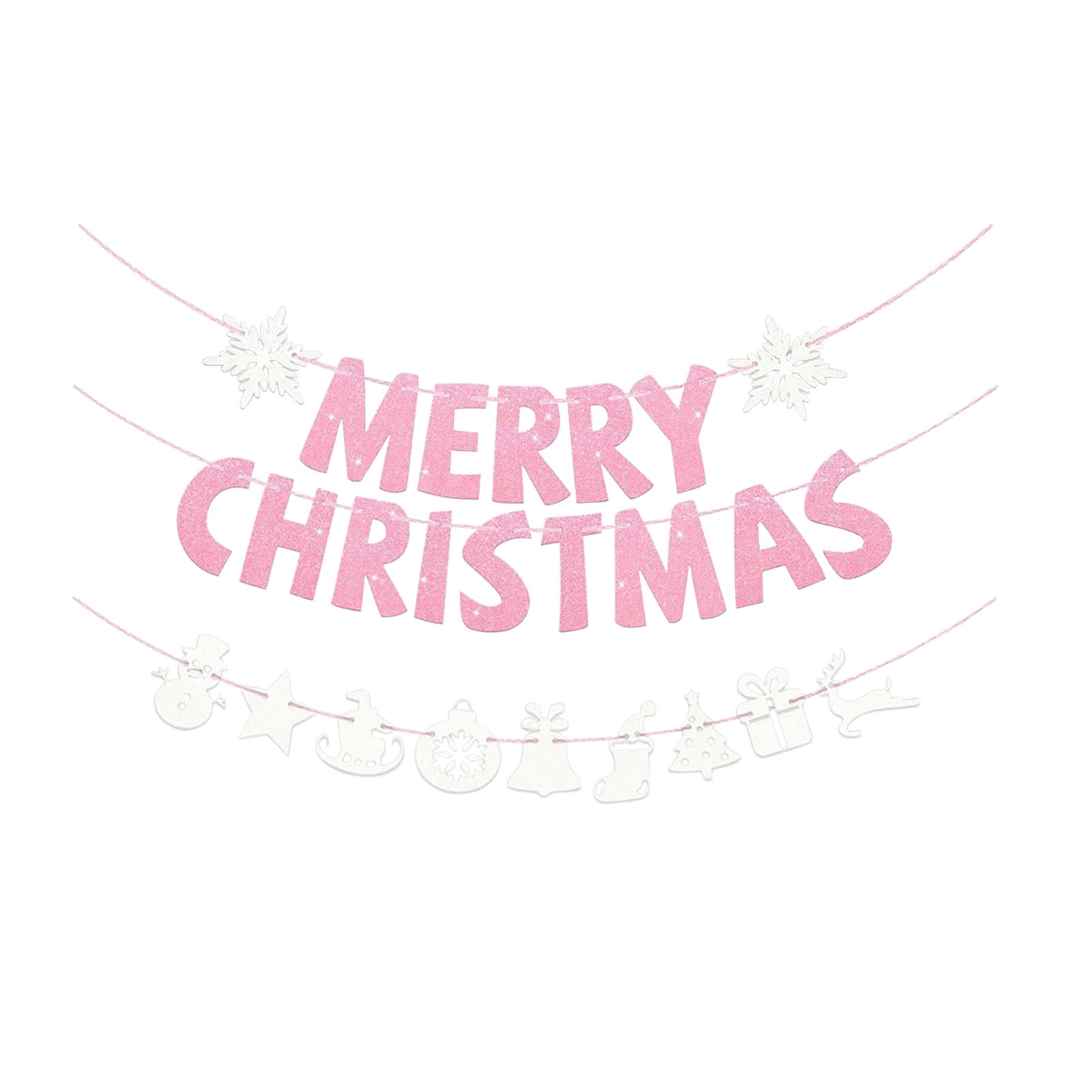 Merry Christmas Letter Banner – Gold Glitter Paper Pull Flag Garland ...