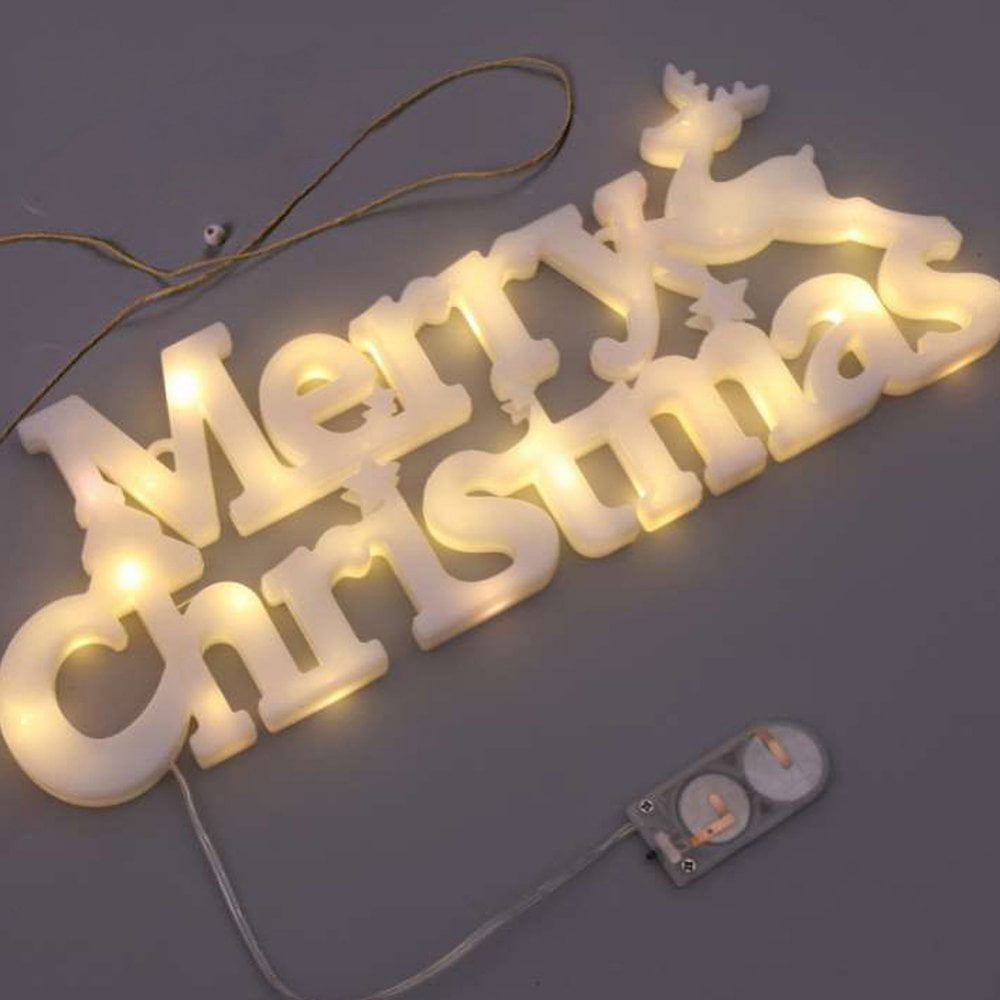 Merry Christmas Lights Sign Christmas Decorations Battery Powered ...