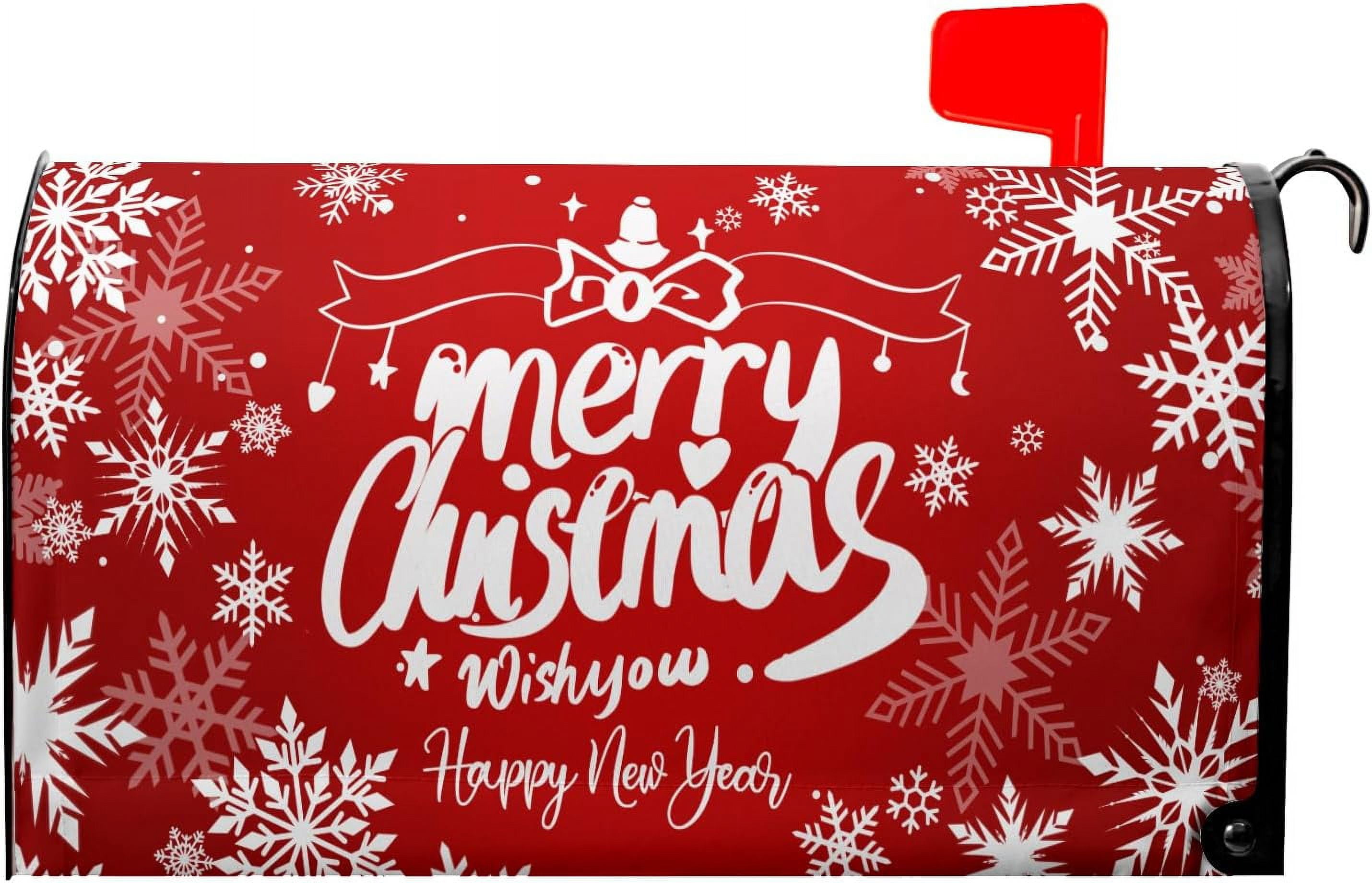 Merry Christmas Mailbox Cover Magnetic Standard Size 21x18 Inch Happy ...
