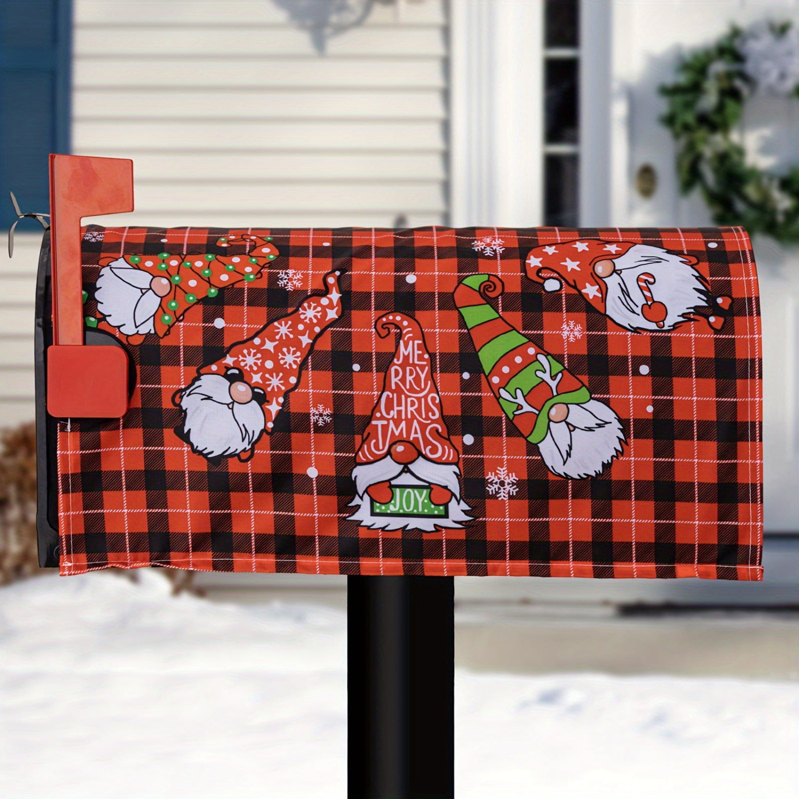 Merry Christmas Mailbox Cover Standard Size Red Christmas Tree Mailbox ...