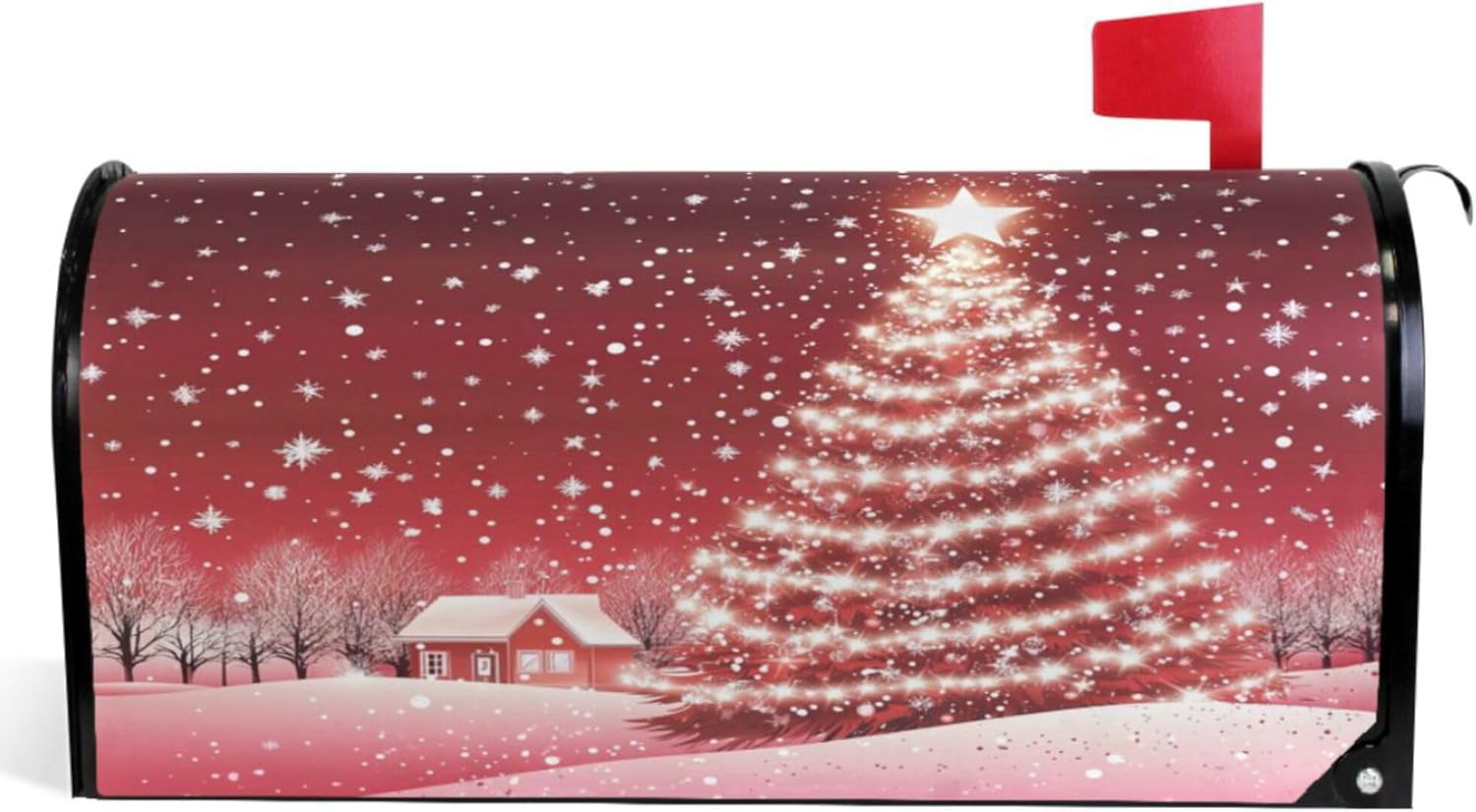 Merry Christmas Mailbox Cover Standard Size Winter Snowflake Xmas Tree ...