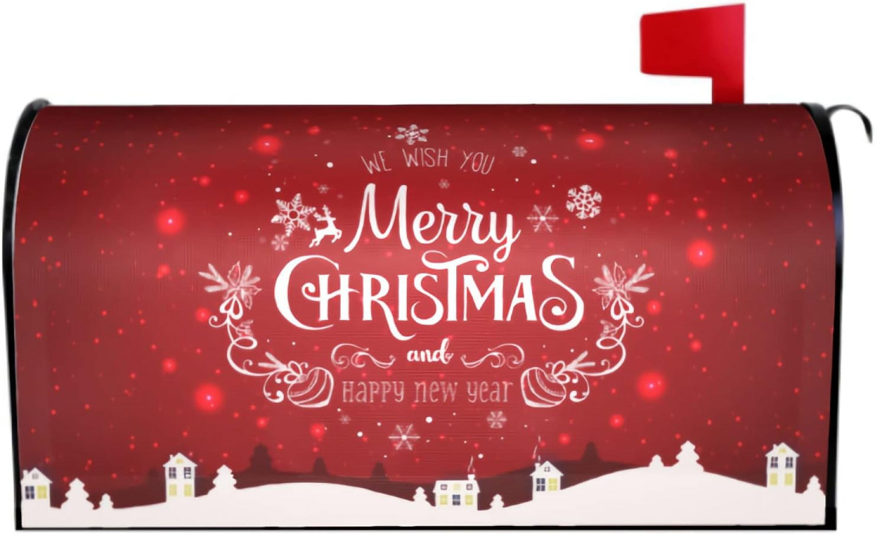 Merry Christmas Mailbox Covers Magnetic 21x18 Inch New Year Snowflakes ...